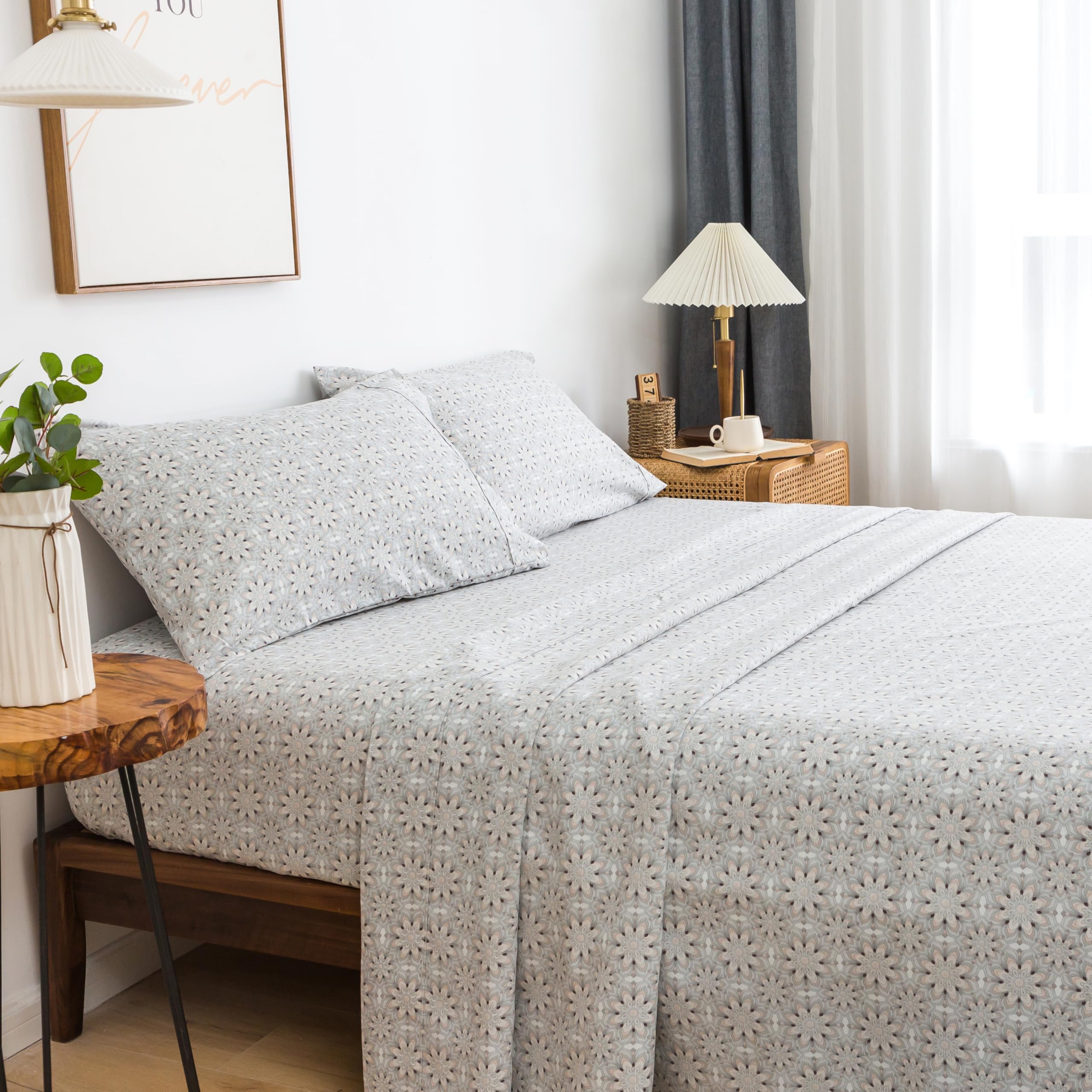 TECH SAFARI - Printed Sheet Set Boho Sheets Floral Bed Pattern Soft ...