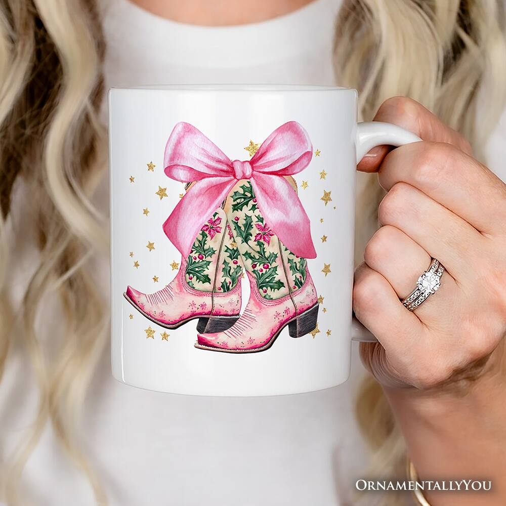 OrnamentallyYou Pink Western Coquette Cowgirl Boots Mug, Country ...