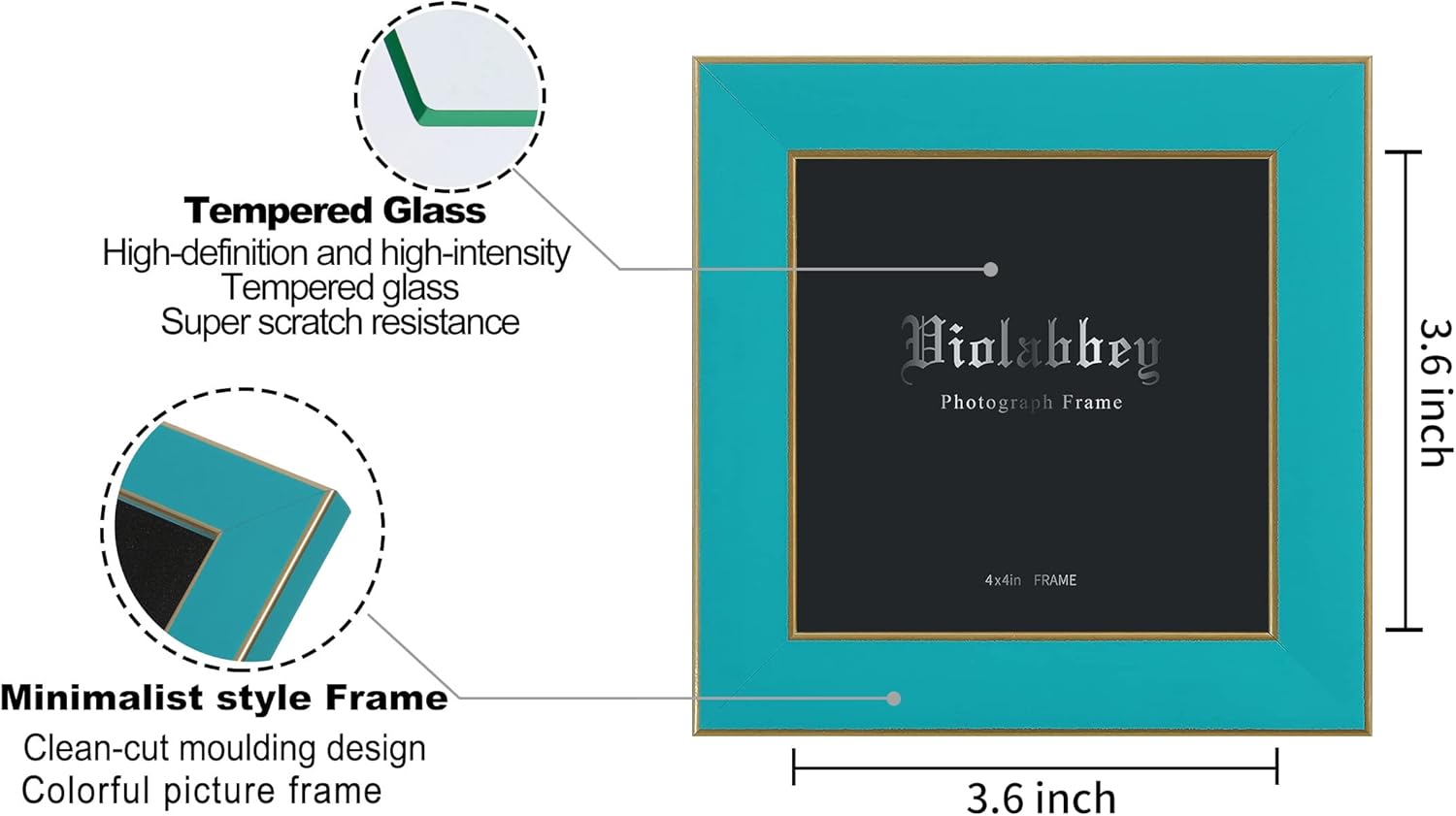 blue 5x7 Picture Frames Set of 4, Colorful Photo Frame of Modern Style, High Definition Tempered ...