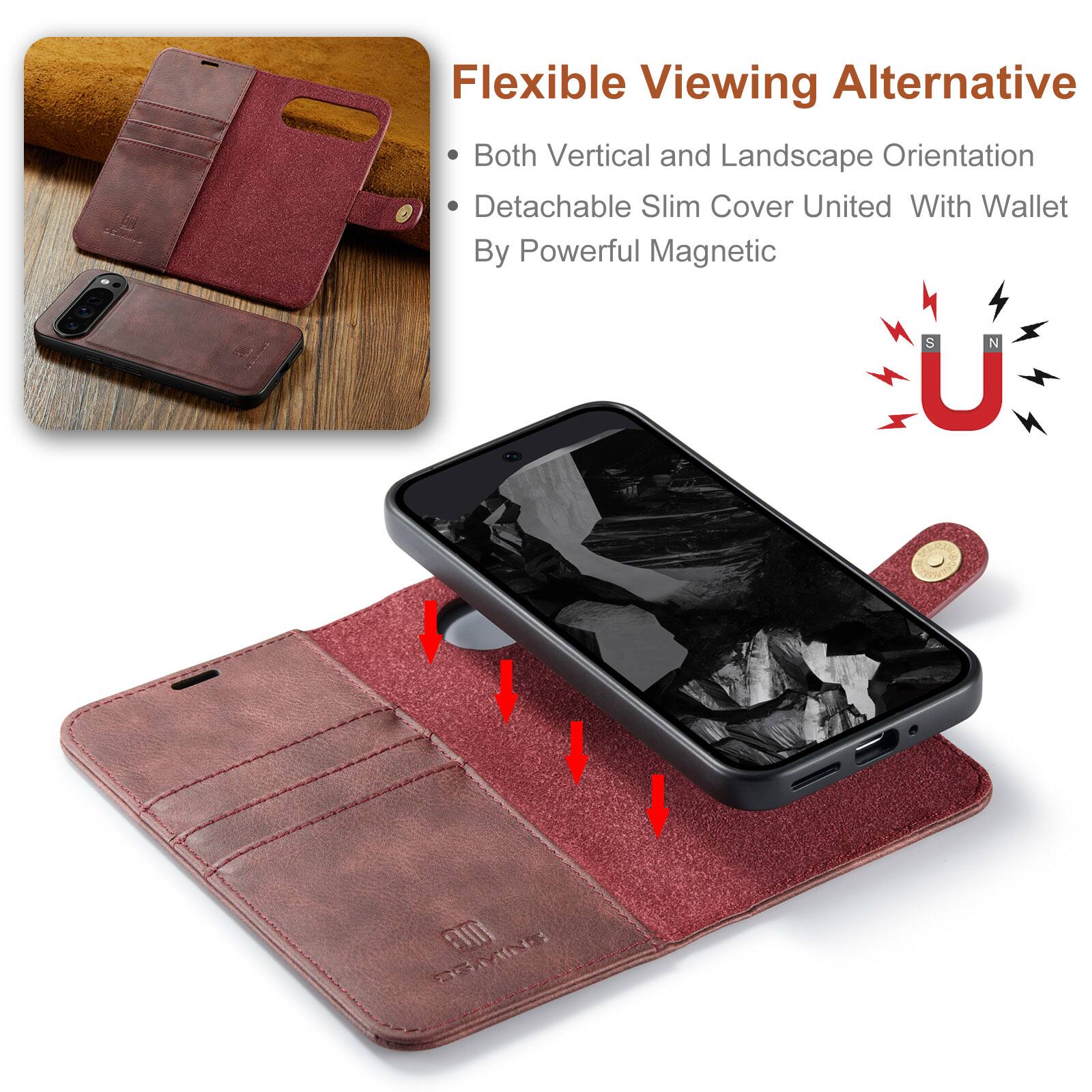 Dteck Case For Google Pixel 10 Pro XL 2 in 1 Vintage Leather Magnetic ...