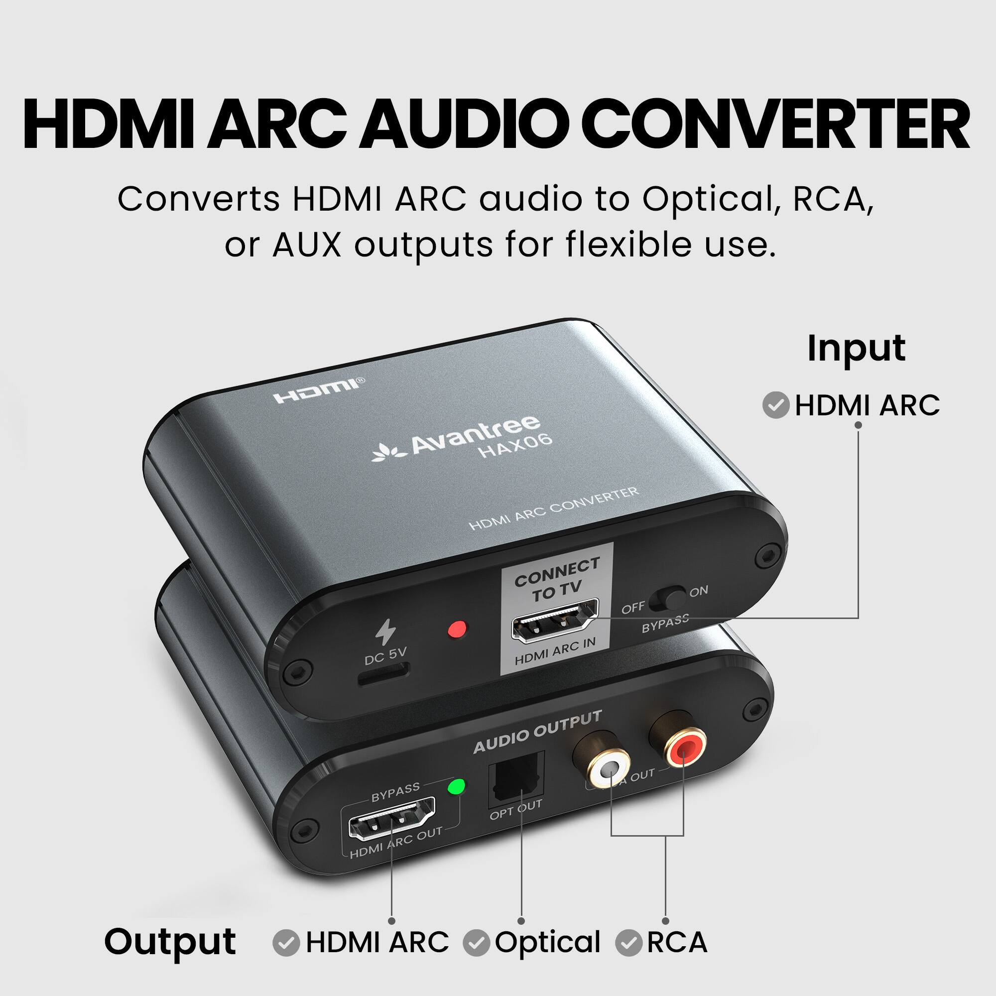 Avantree HAX06 – HDMI ARC Audio Extractor with Passthrough for TV ...