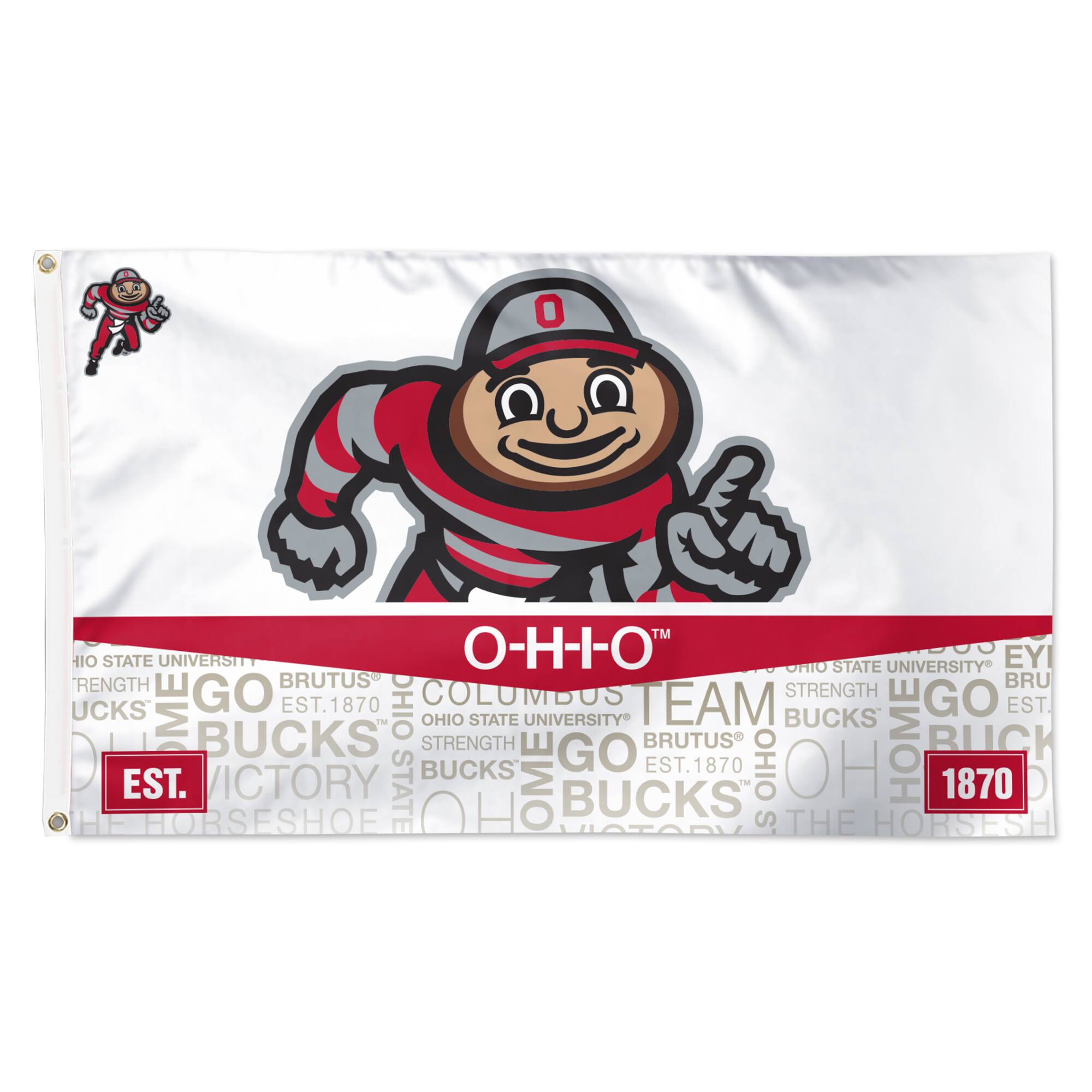 WinCraft Ohio State Buckeyes 3' x 5' Single Sided Deluxe Mascot Flag ...