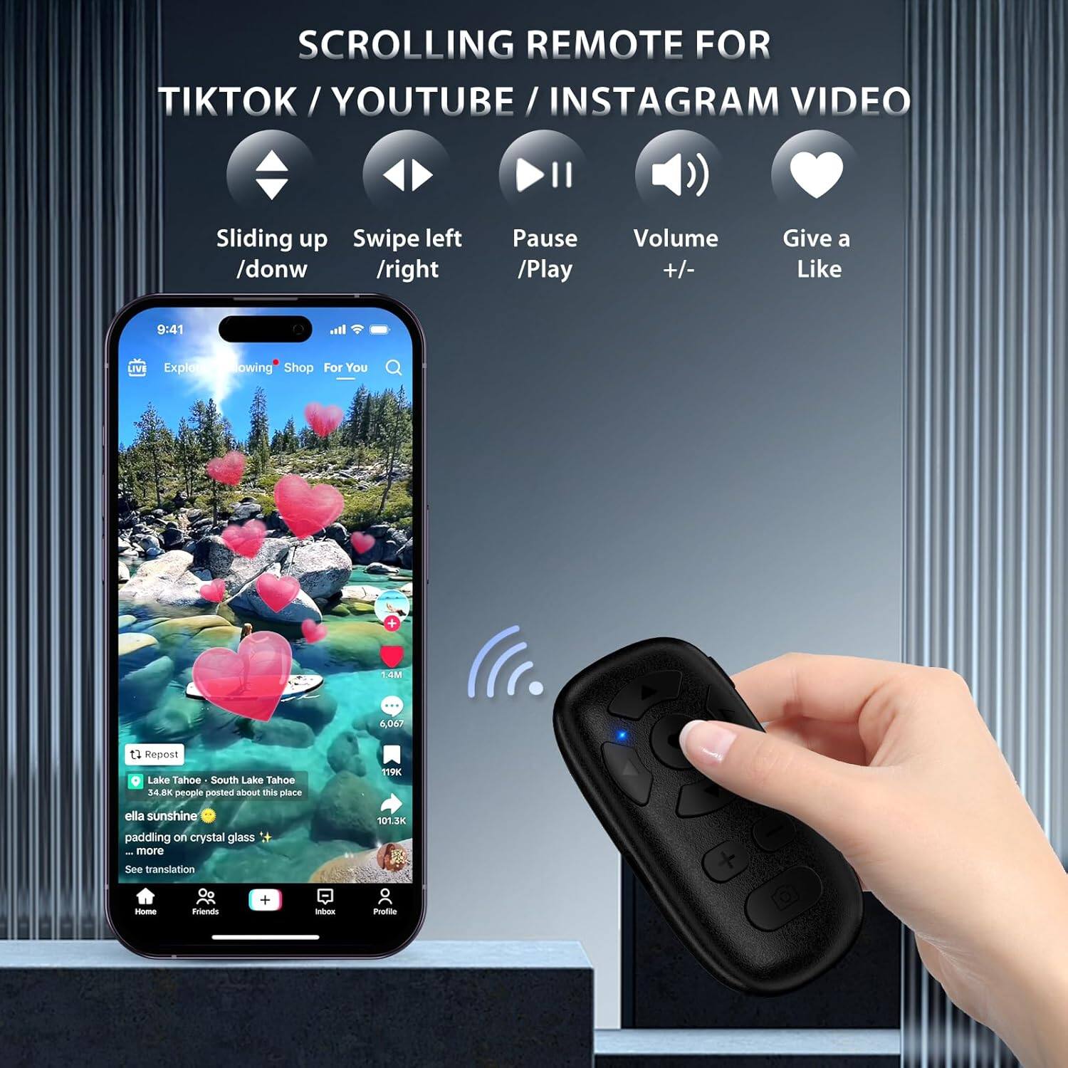 ACJPR TikTok Scrolling Remote for iPhone/Android, Bluetooth Page Turner, Black ZT11 - Best Buy