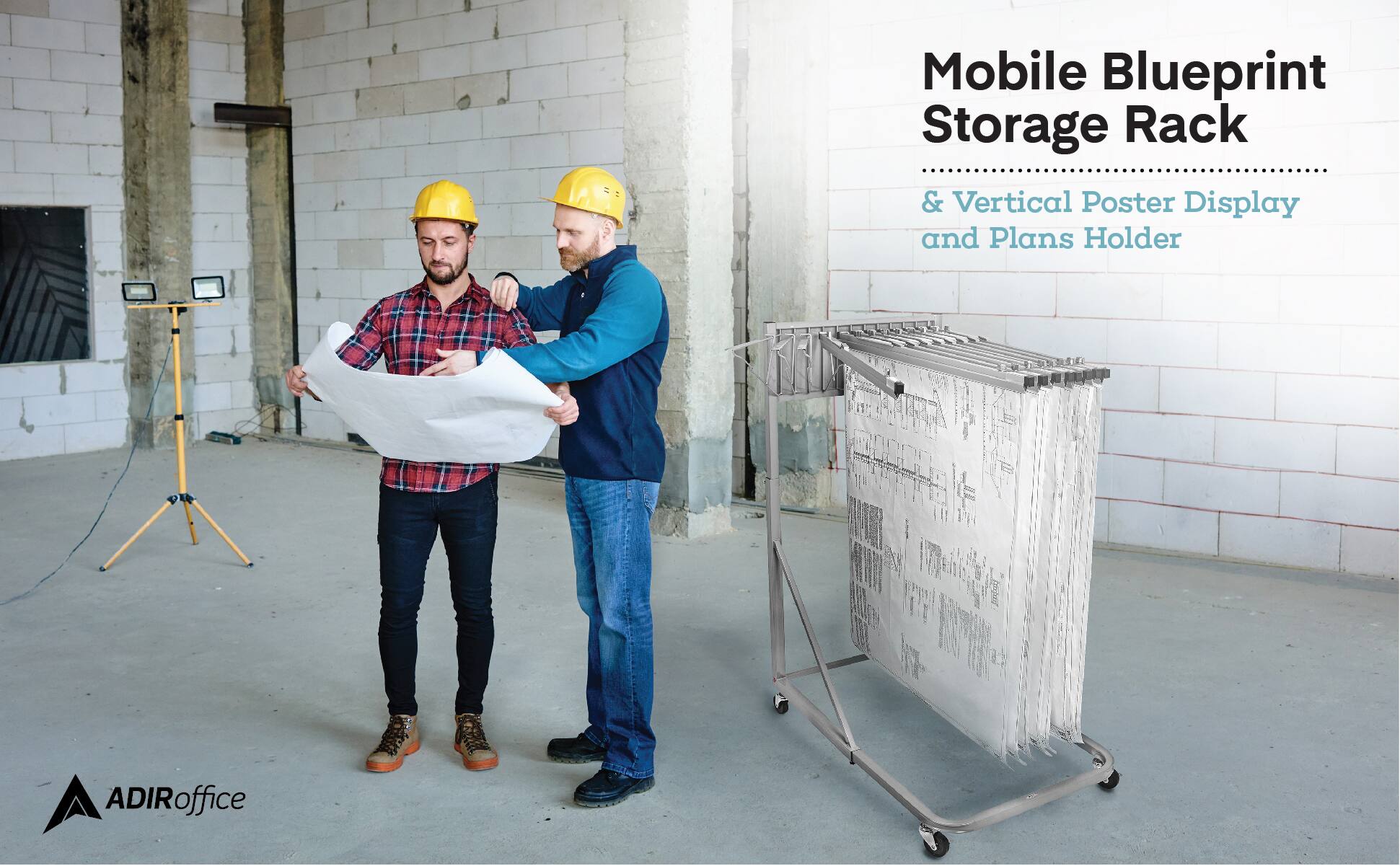 AdirOffice Steel Portable Hanging File Cart Mobile Blueprint Storage ...