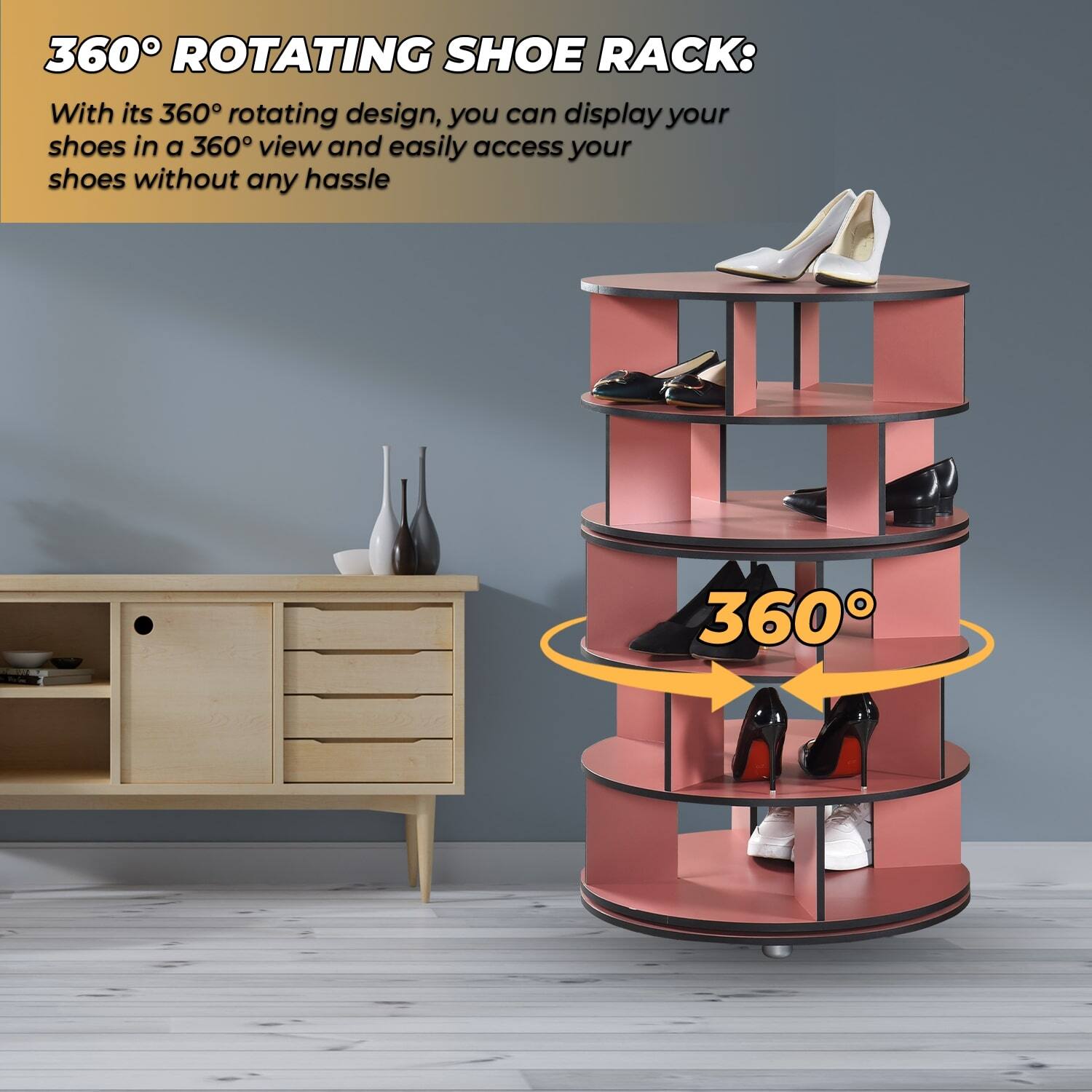 Kings Brand Furniture 5 Tier Rotating Shoe Rack, 360° Revolving Lazy ...