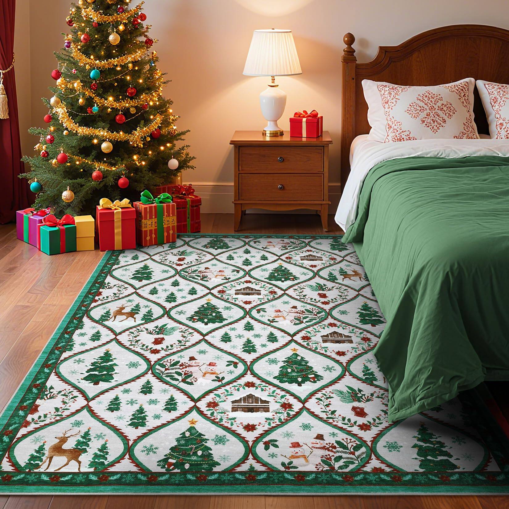 Jojoka 4x6ft Washable Christmas Area Rug Non Slip Decorative Xmas ...