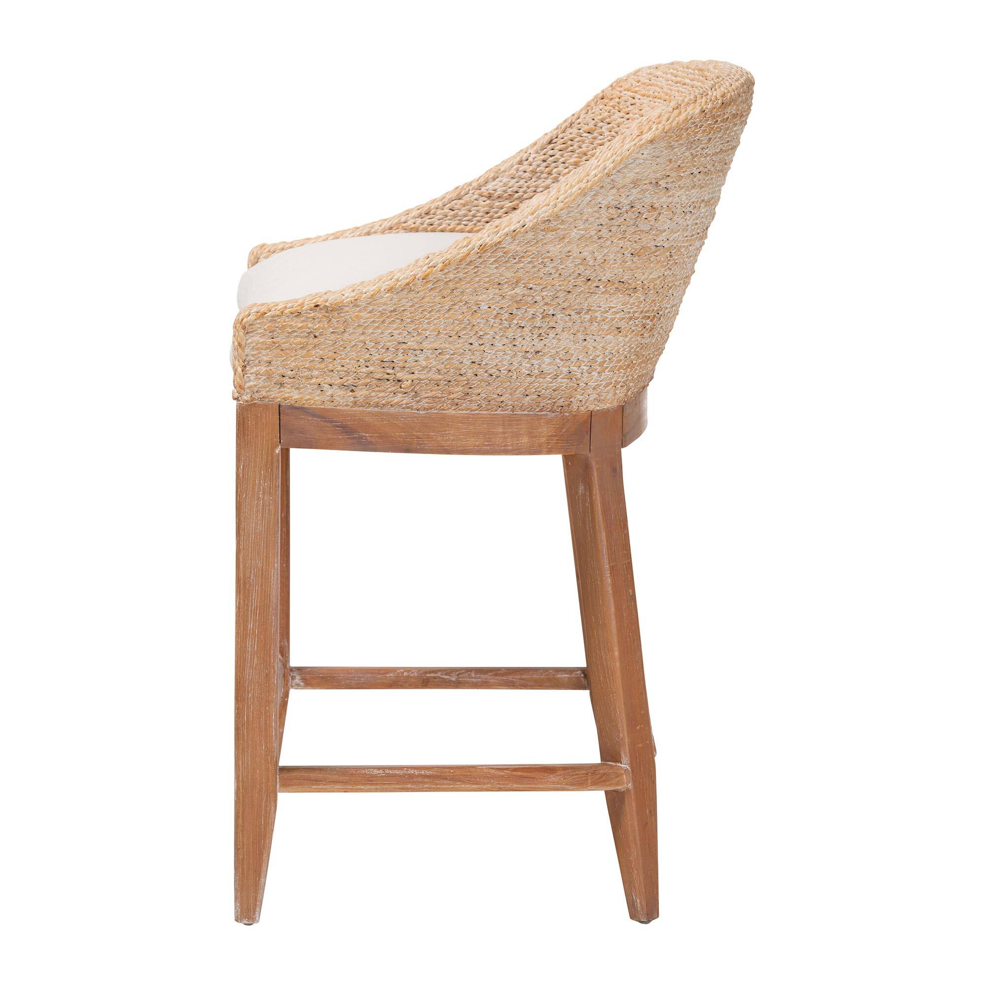 bali & pari Jasper Seagrass Counter Stool with Mahogany Wood Frame ...