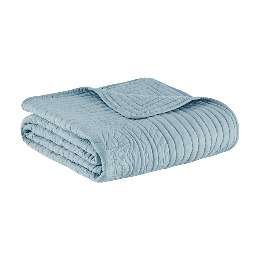 Gracie Mills Milan Oversized Quilted Throw with Scalloped Edges Blue ...