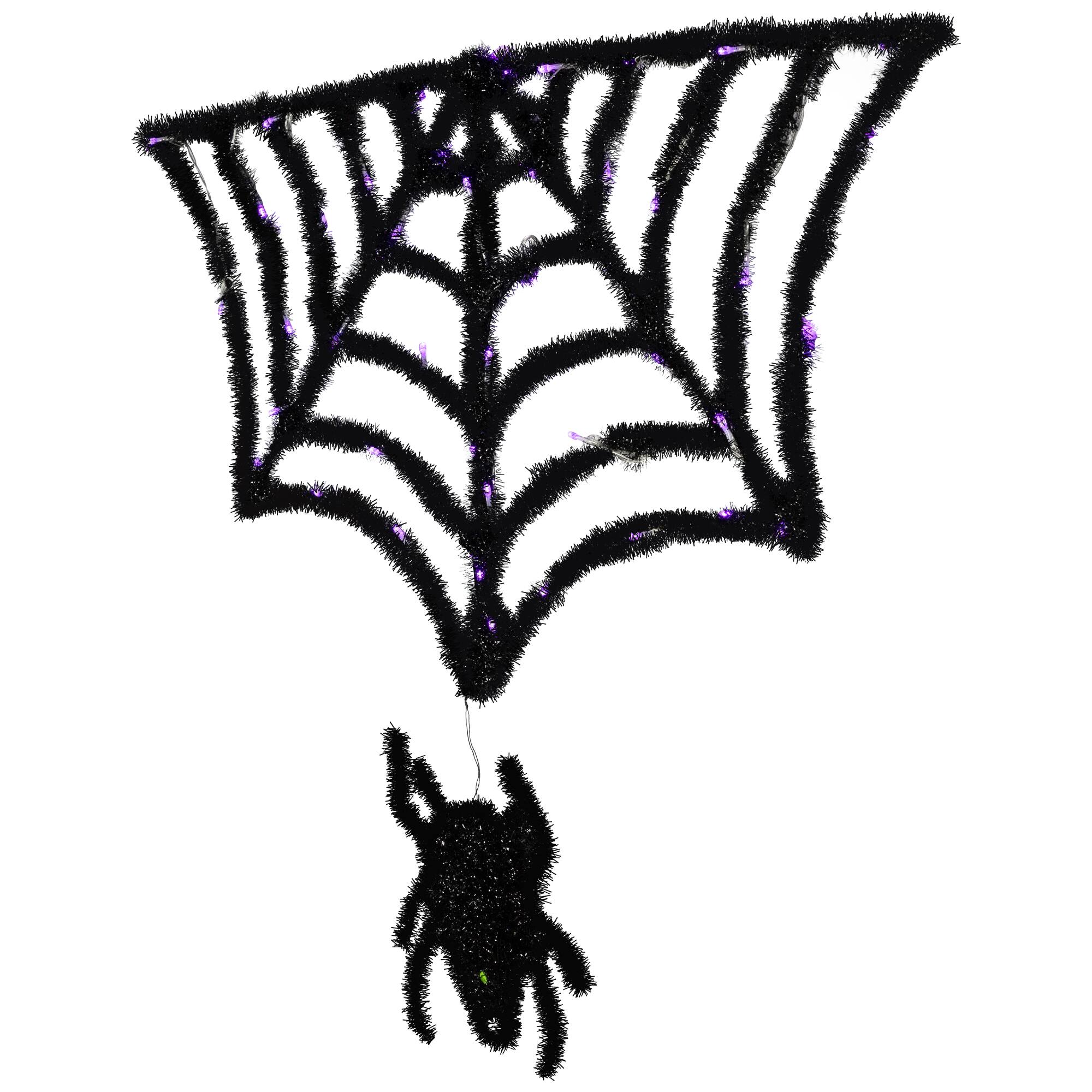 Northlight Lighted Spider and Web Halloween Decoration 36" Purple LED ...