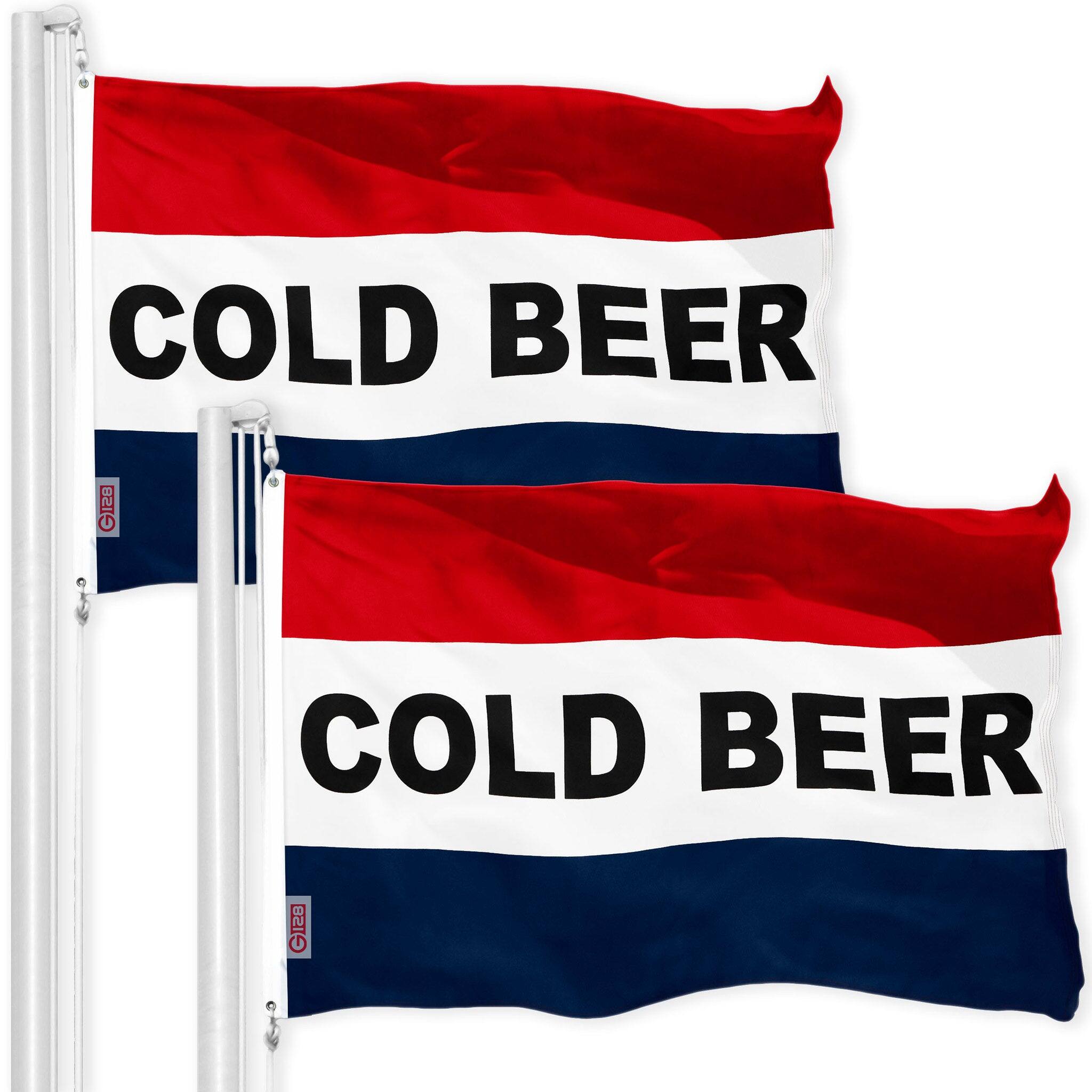 G128 Cold Beer Sign Flag 3x5 ft 2 Pack Printed 150D Polyester Assorted ...