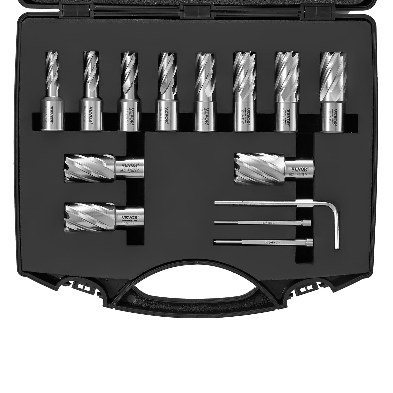 Vevor Annular Cutter Set, 13 pcs Weldon Shank Mag Drill Bits, 7/16" to ...