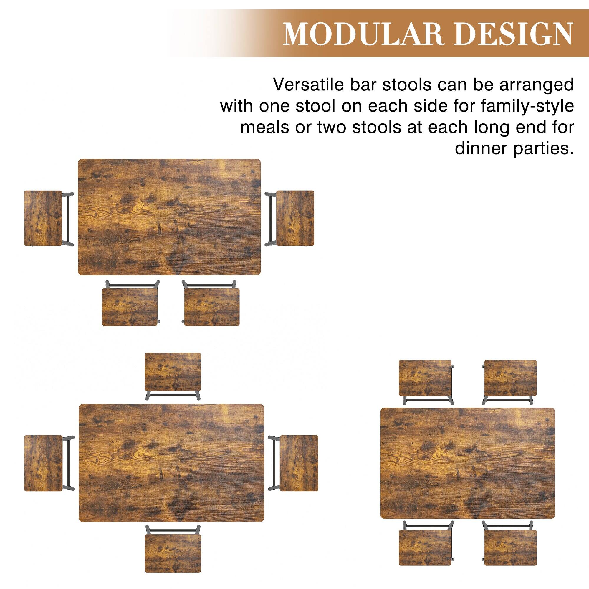 Vecelo Modern Industrial 4 Seat Dining Table Set with Space Saving ...