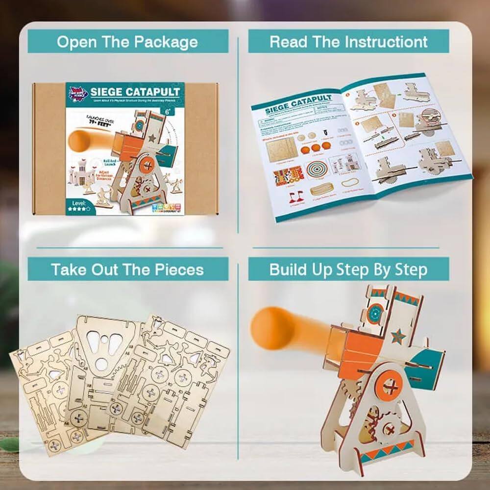 Amber Sporting Goods Wooden Siege Catapult Kit for Kids, STEM Learning ...