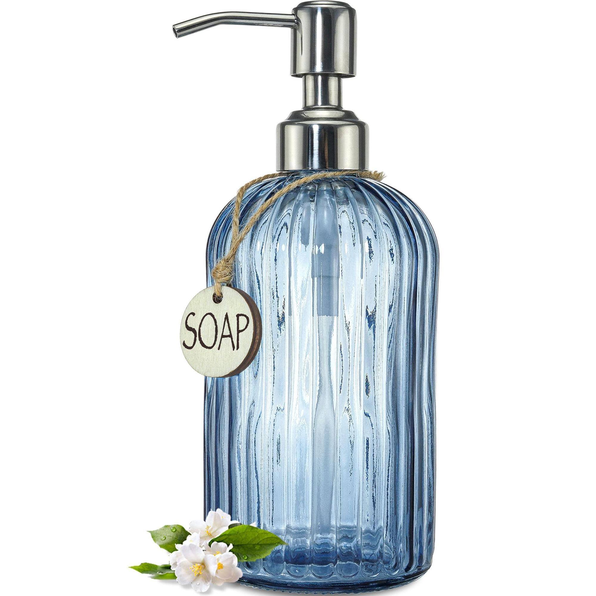 Dapper Styles Glass Soap Dispenser For Kitchen Bathroom Refillable With ...