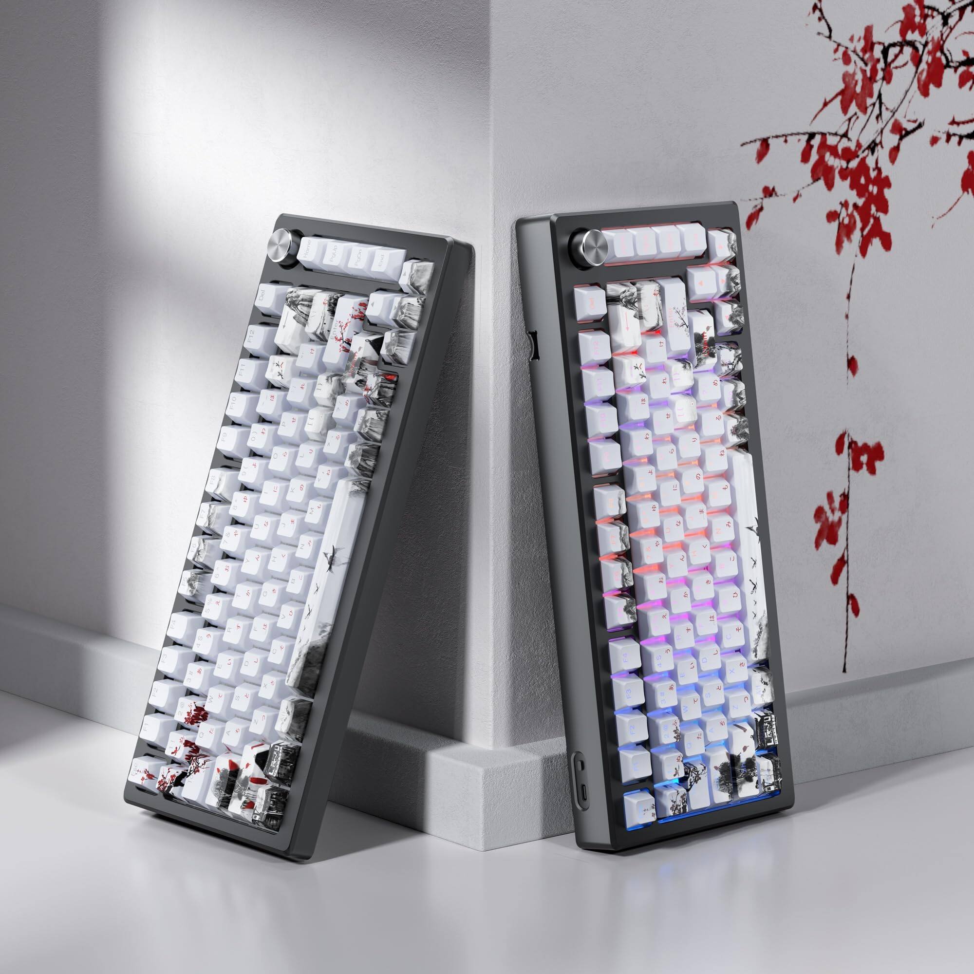 HM 1810 Xvx Pbt Keycaps Shine Through White Keycap Plum Blossom Custom ...