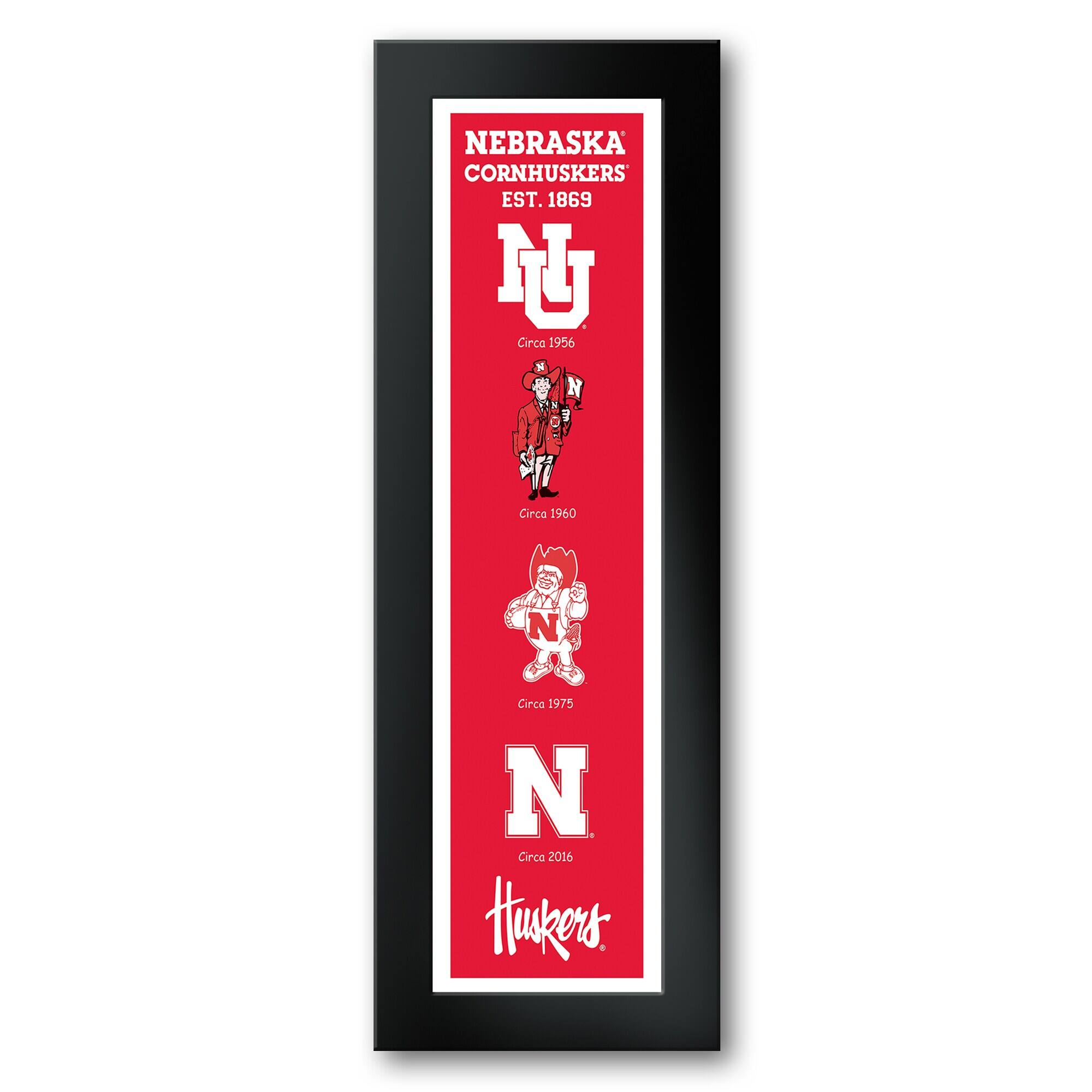 Sporticulture Nebraska Huskers Framed 12" x 36" Logo Heritage Art Print ...
