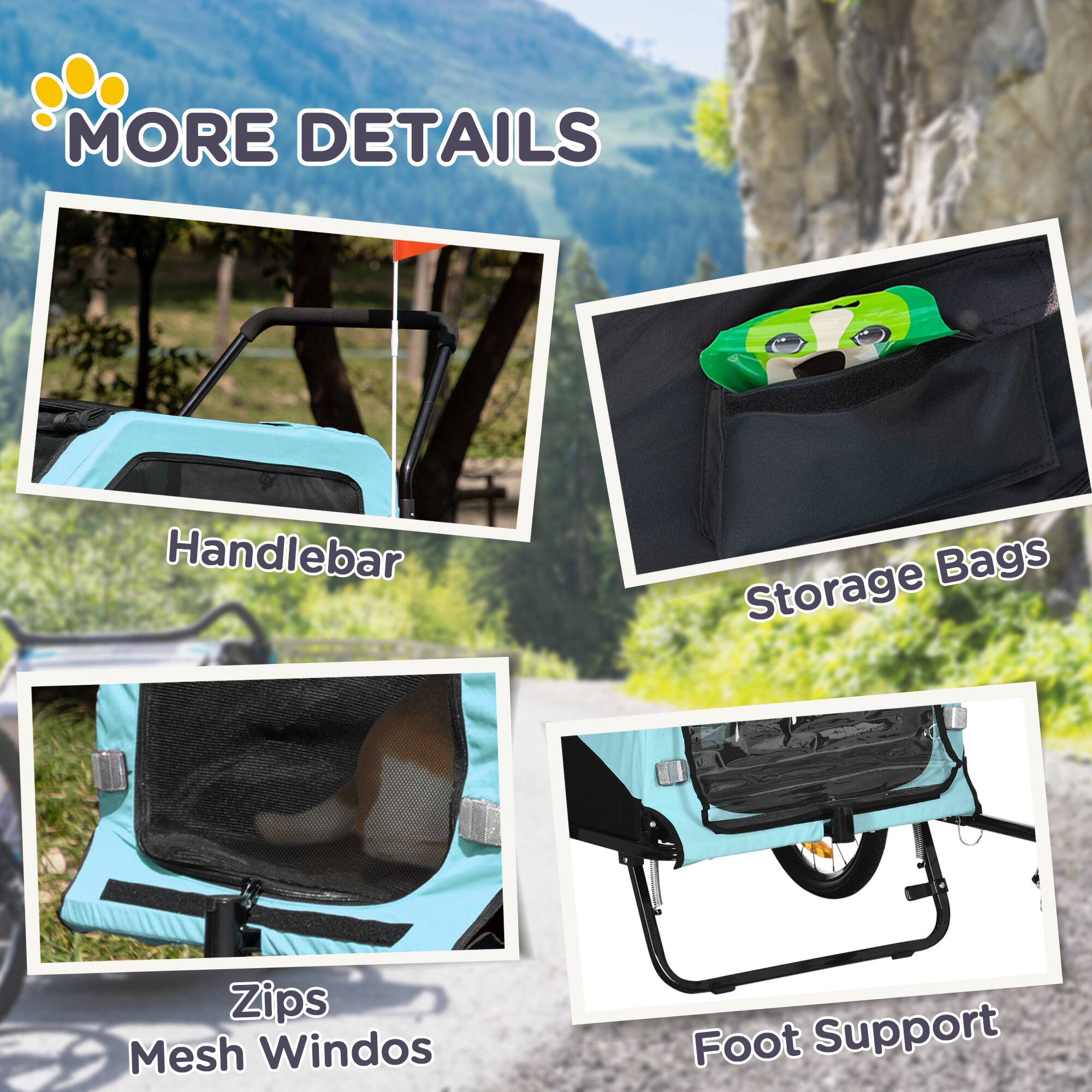 Aosom 2 in 1 Dog Bike Trailer Pet Stroller Carrier for Large Dogs with Hitch, Quick release ...