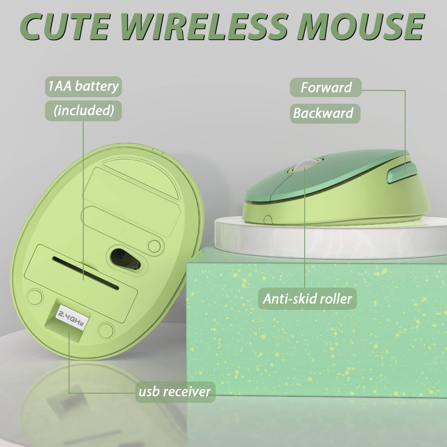 Cedar Assembly Green Wireless And Mouse Cute Colorful With Retro Round ...