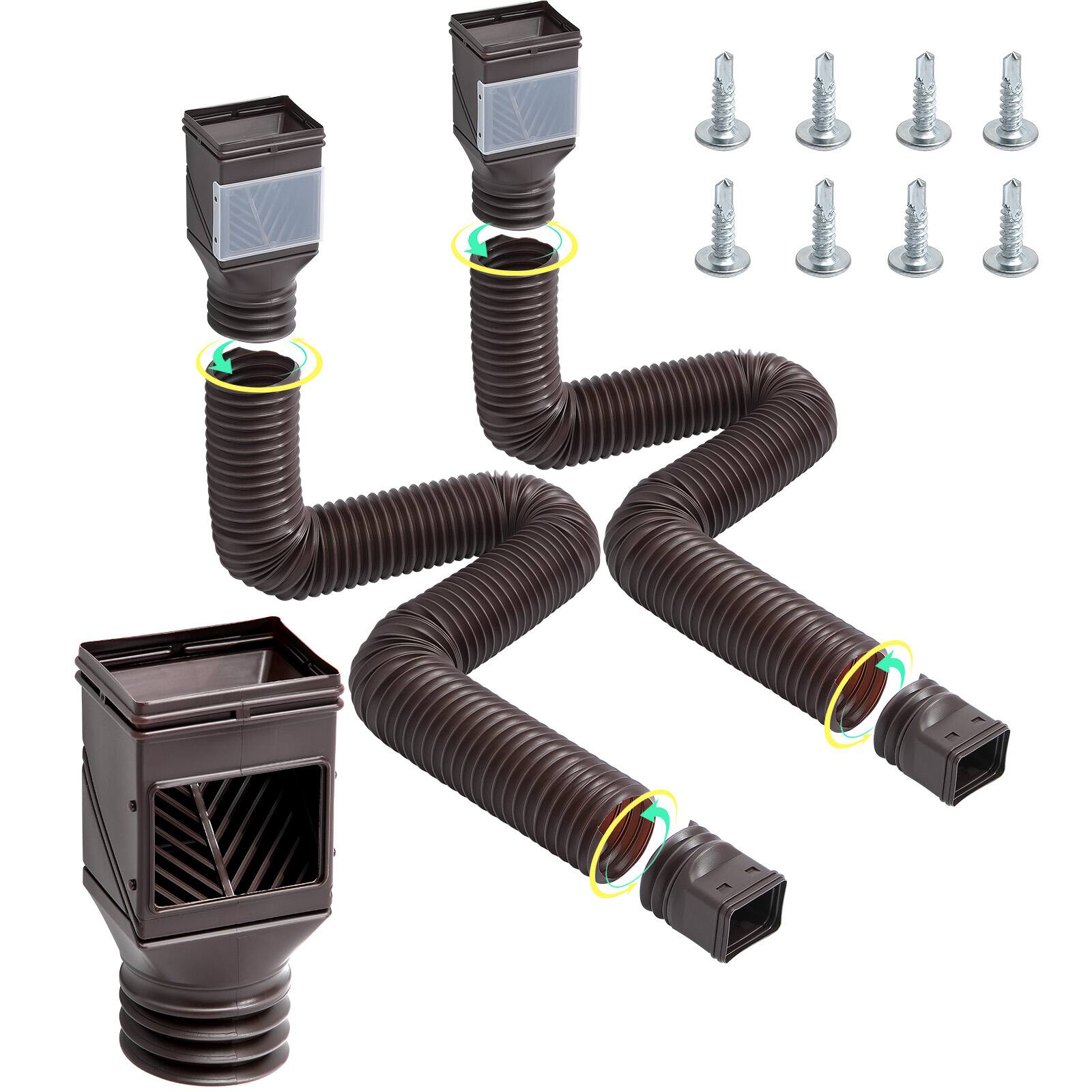 VEVOR Rain Gutter Downspout Extensions,2 Pack Flexible Downspout ...