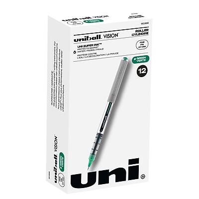 uni ball Vision Rollerball Pen, Fine Point, 0.7mm, Green Ink, 12/Pack ...