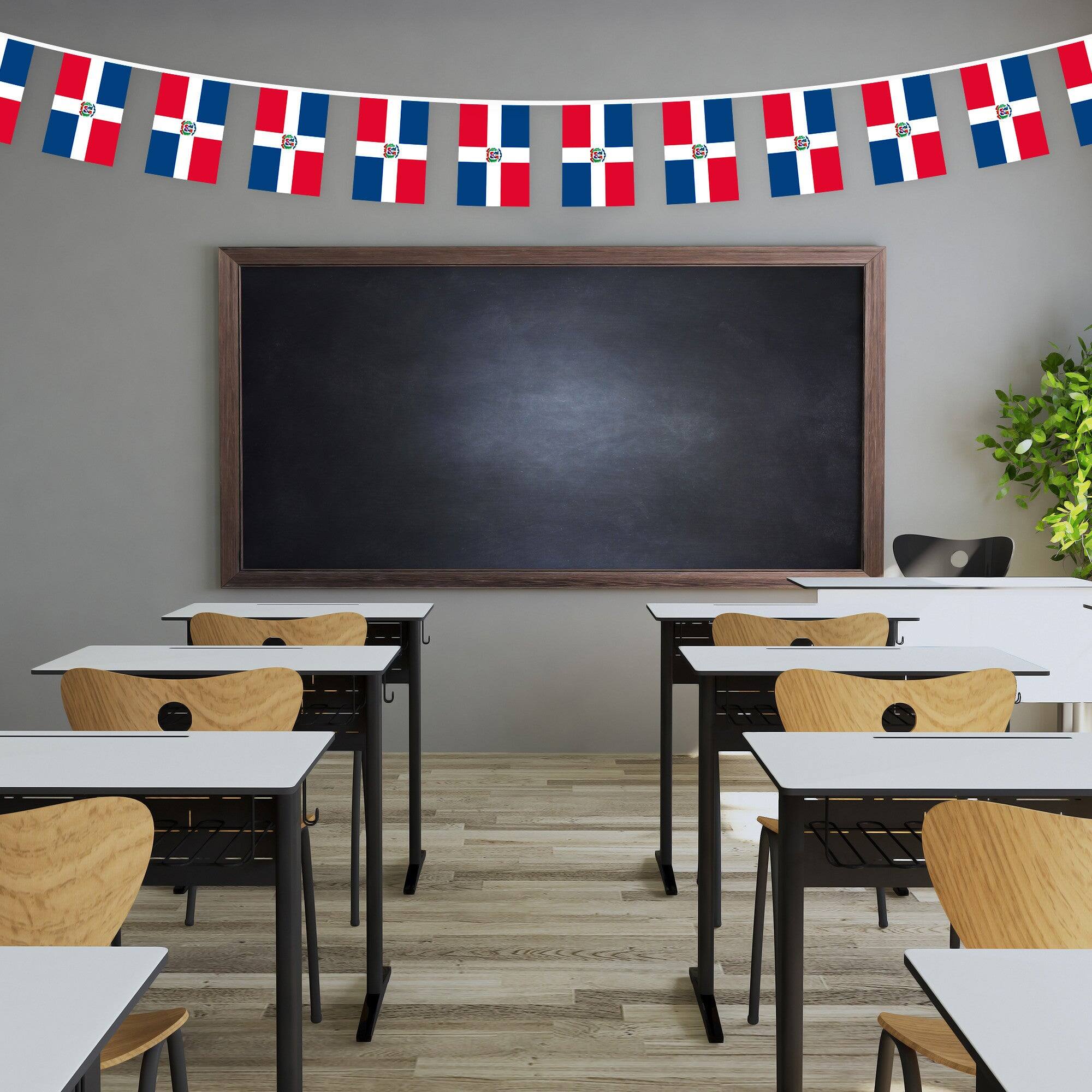 G128 Dominican Republic Bunting Banner, 33 ft String with 38 Mini Flags ...