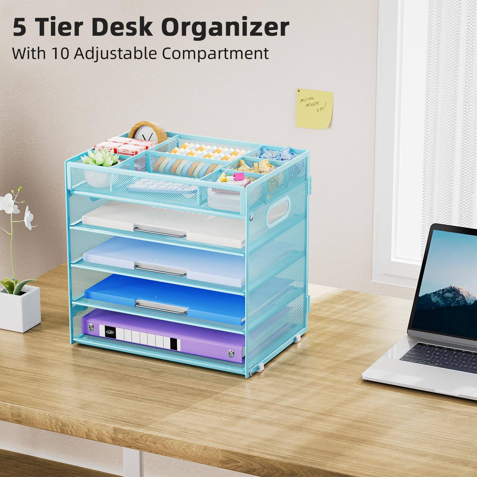 Paradigms Interiors 5 tier Letter Tray Paper Organizer With Handle ...