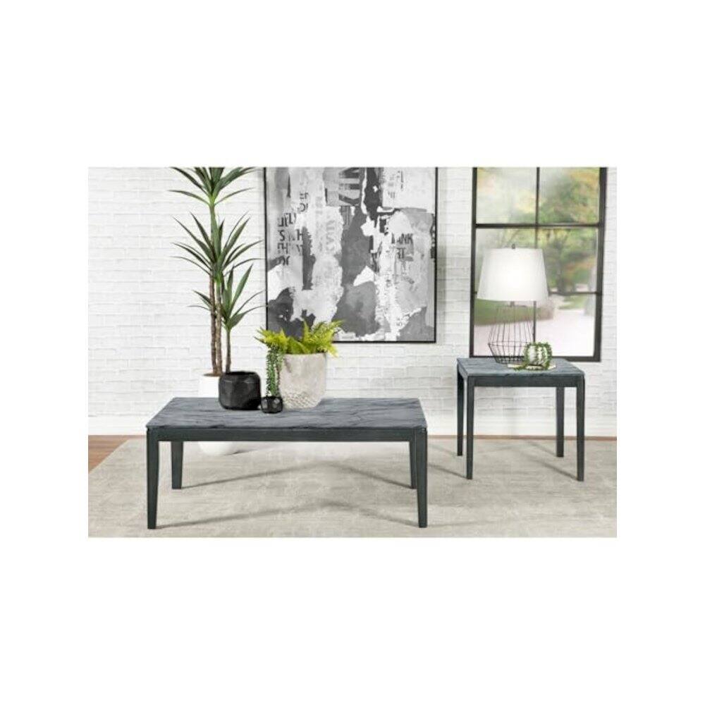 Coaster Co. of America Mozzi 2 piece Coffee and End Table Set Grey Faux ...