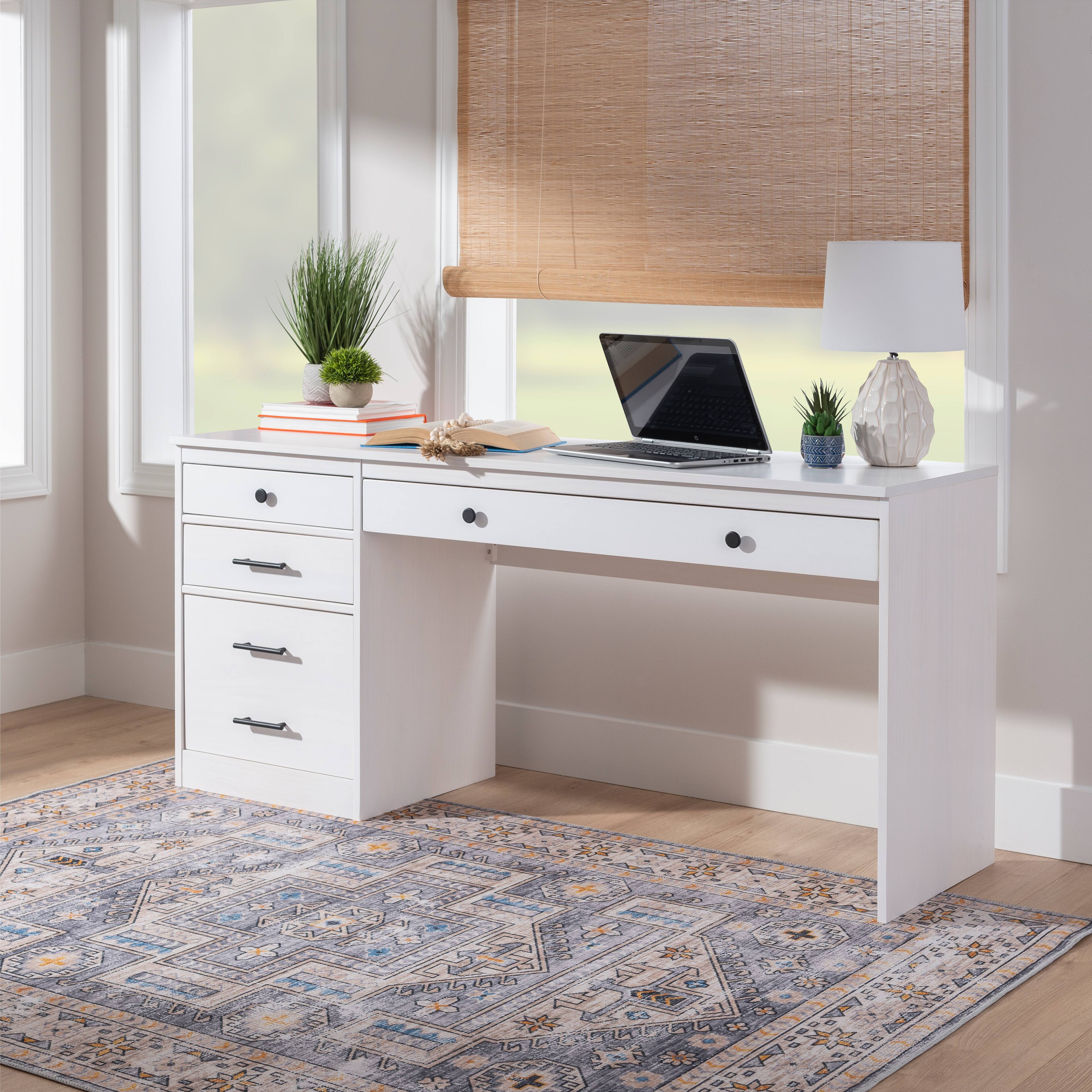 Best Buy Linon Home Decor Valdez Solid Wood Desk With File Cabinet Whitewash BSTB164