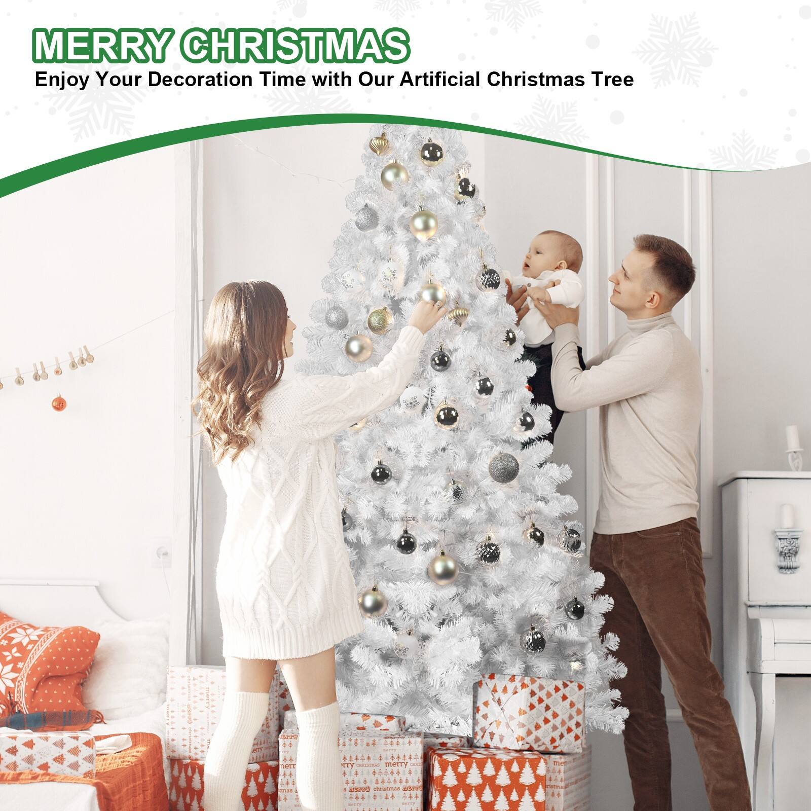 Ecooso 5ft Christmas Tree with Memory Wire, 498 Tips Hinged Artificial ...