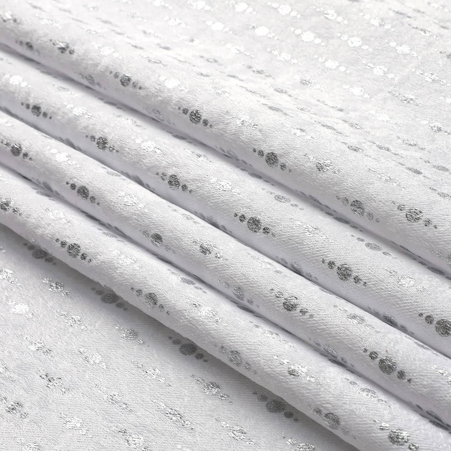 Kate Aurora Elegant "Raindrop" Silver Metallic Foil Jacquard Fabric ...