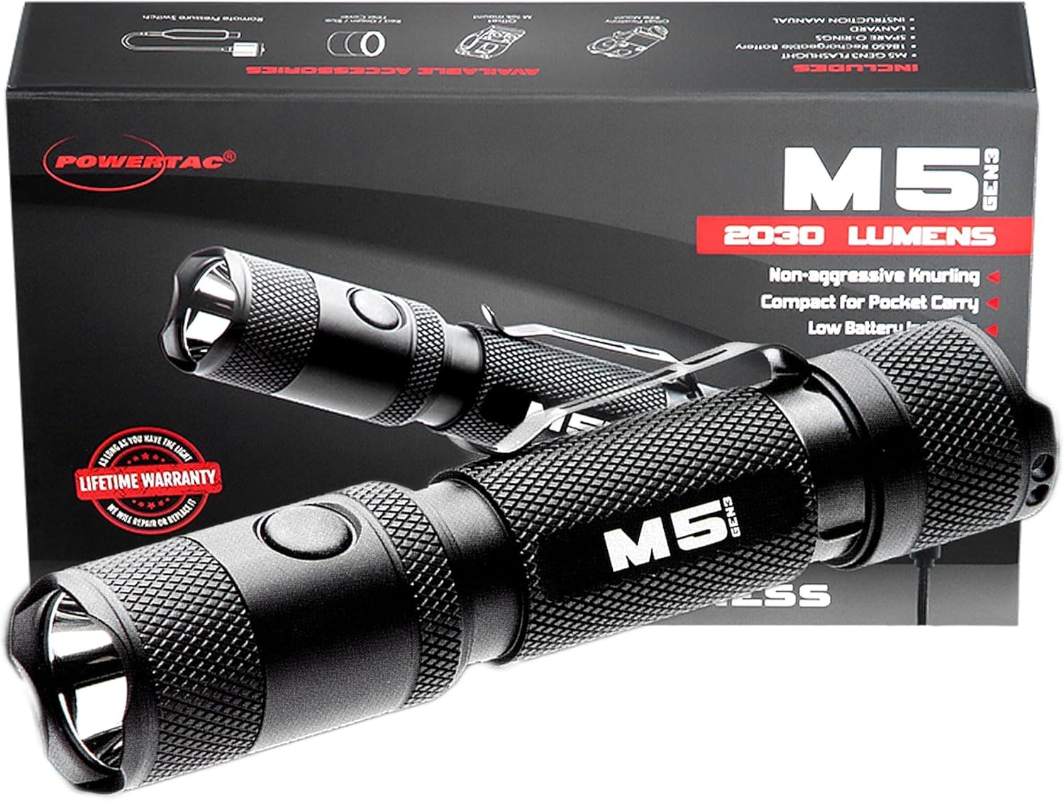 DORLUKFU M5 G3 2030 Lumens Rechargeable Tactical Flashlight, 330M Throw ...