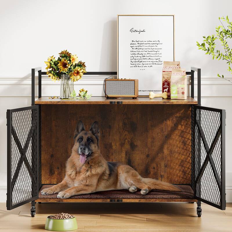 Babevy 31" Heavy Duty Dog Crate Furniture w/Lockable Wheels – Kennel ...