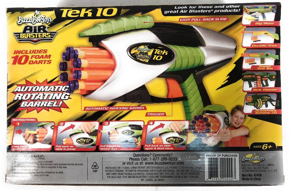 Buzz Tek 10 Air Blaster Toy Gun with Automatic Rotating Barrel With 10 ...