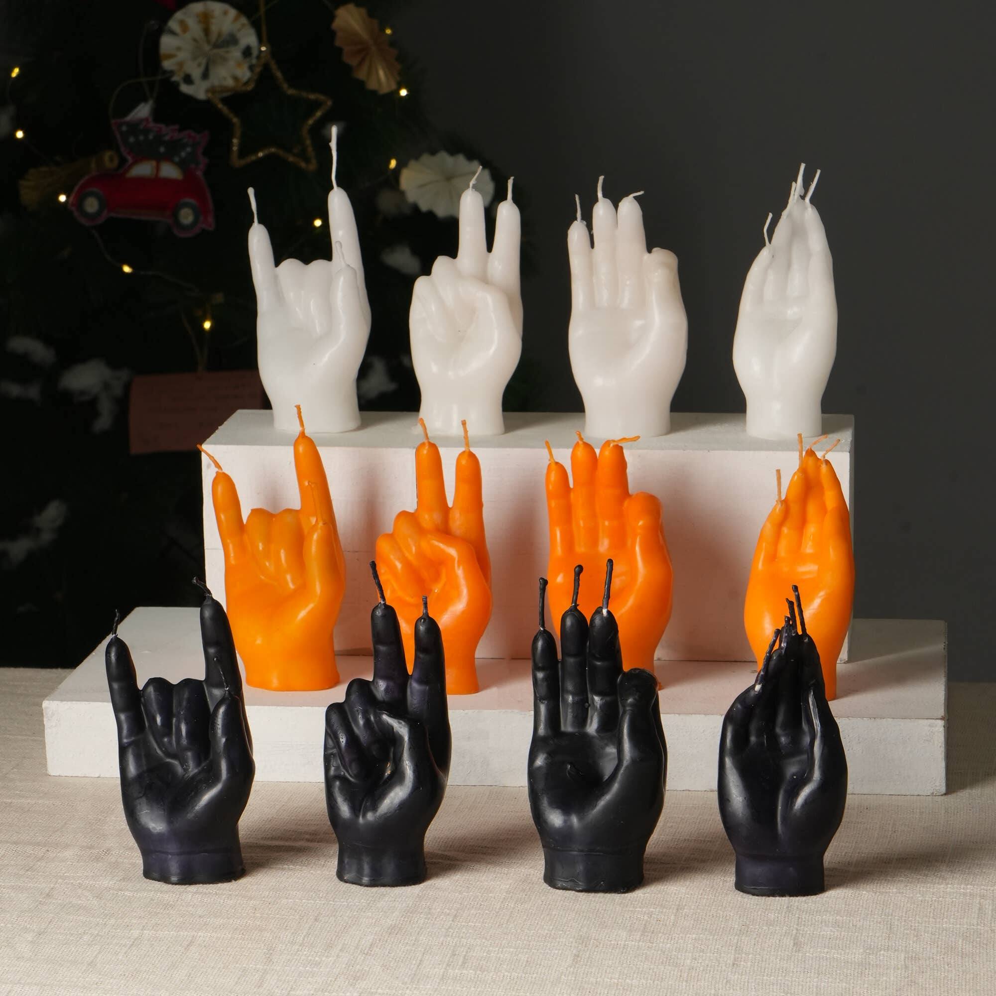 TinyHomie Funky Hands Gesture Halloween Multicolor Candle Box 12 Pcs SF ...