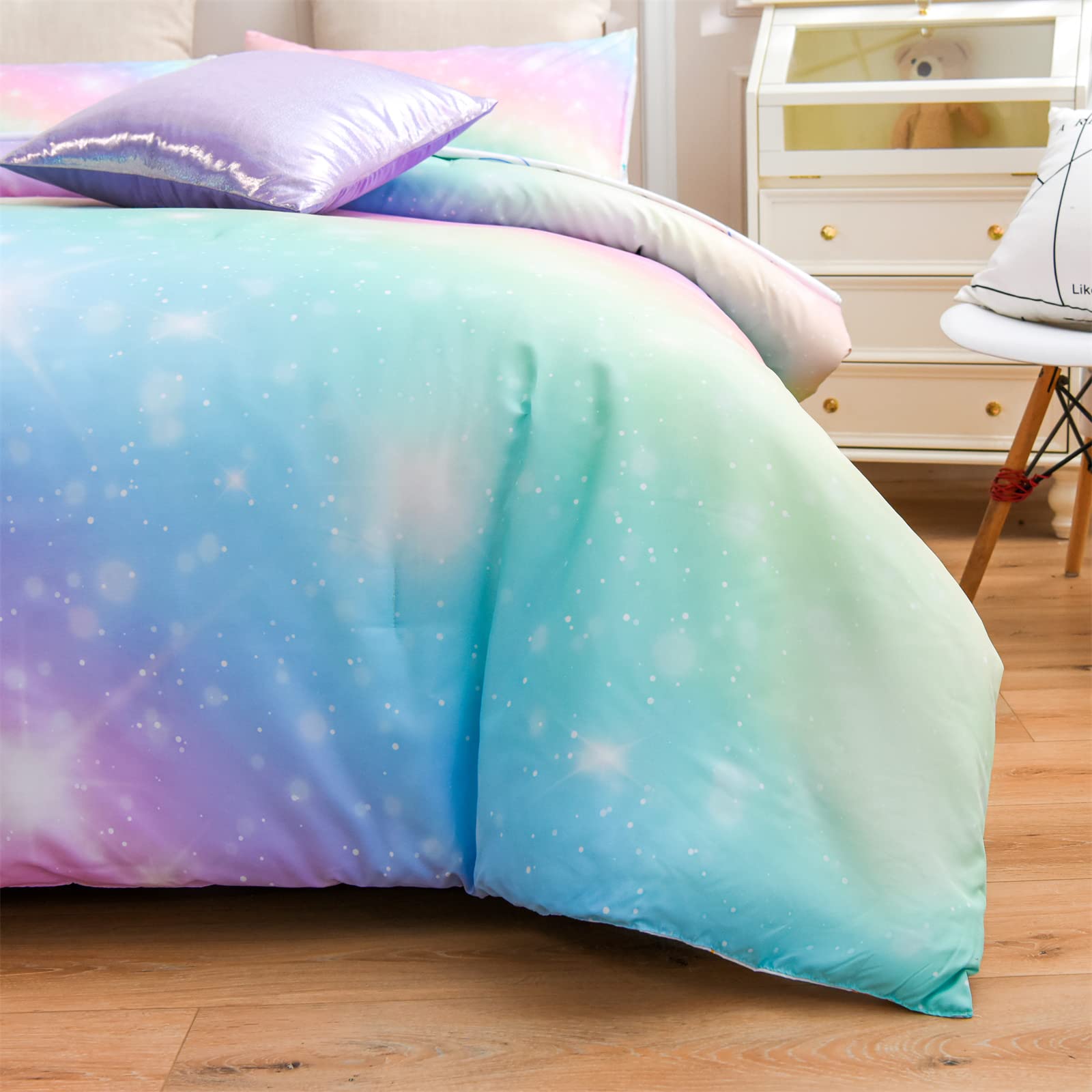 Paradigms Interiors Gradient Glitter Bedding Set For Size Colorful ...