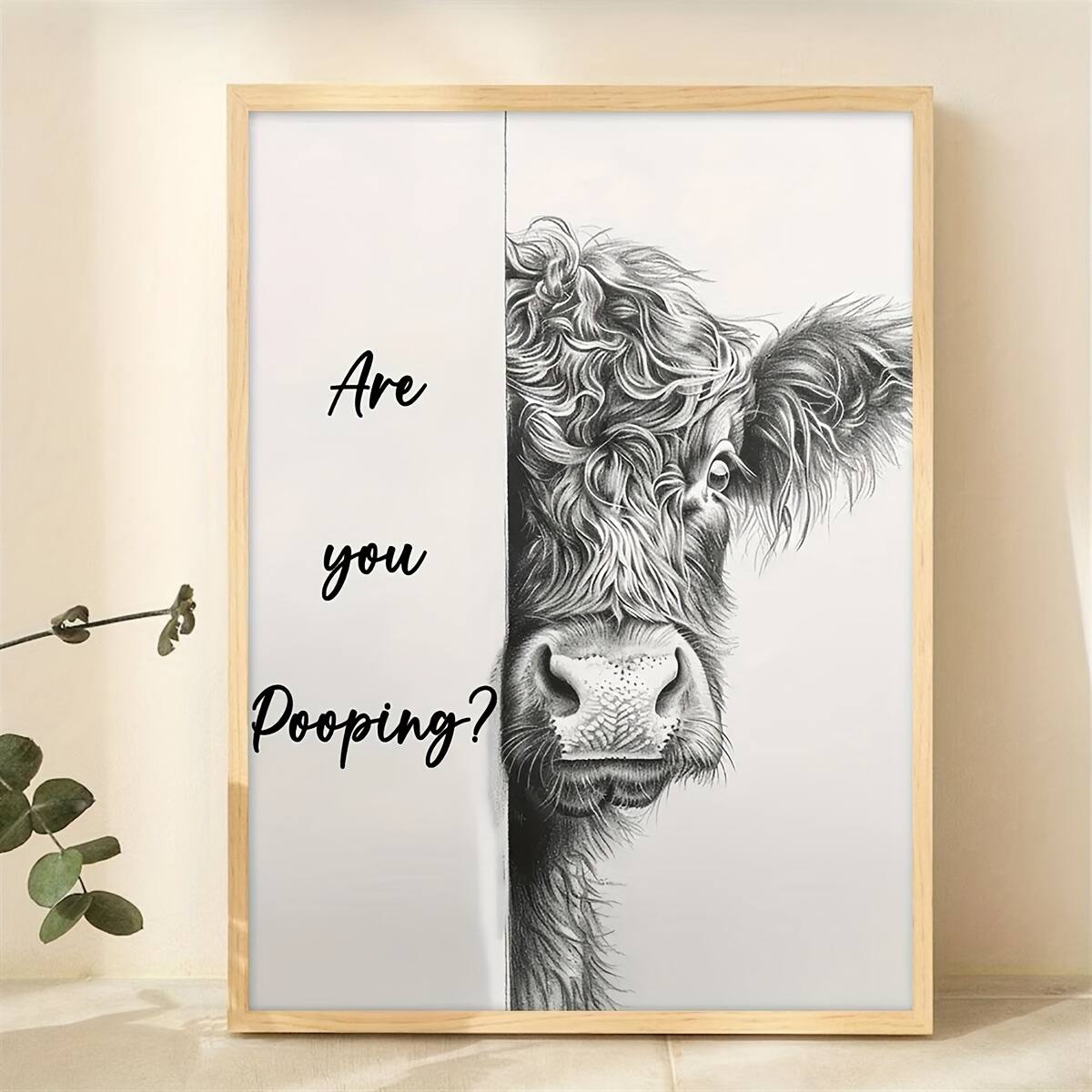 blue 1 Framed Canvas Painting on Wood, Funny Highland Cattle "Are You ...