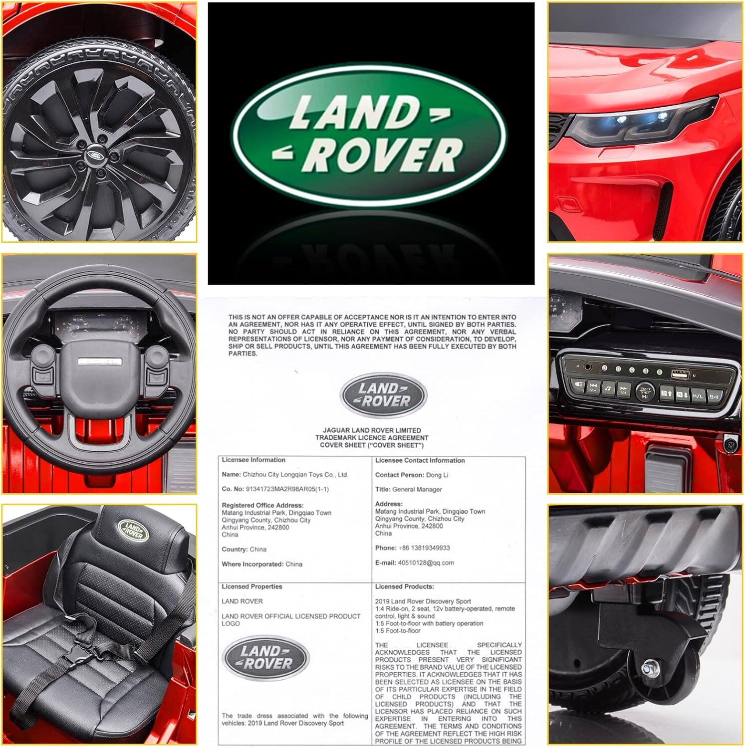 Acekool 12V Licensed Land Rover Kids Ride On Car, Electric Toy w/Parent ...