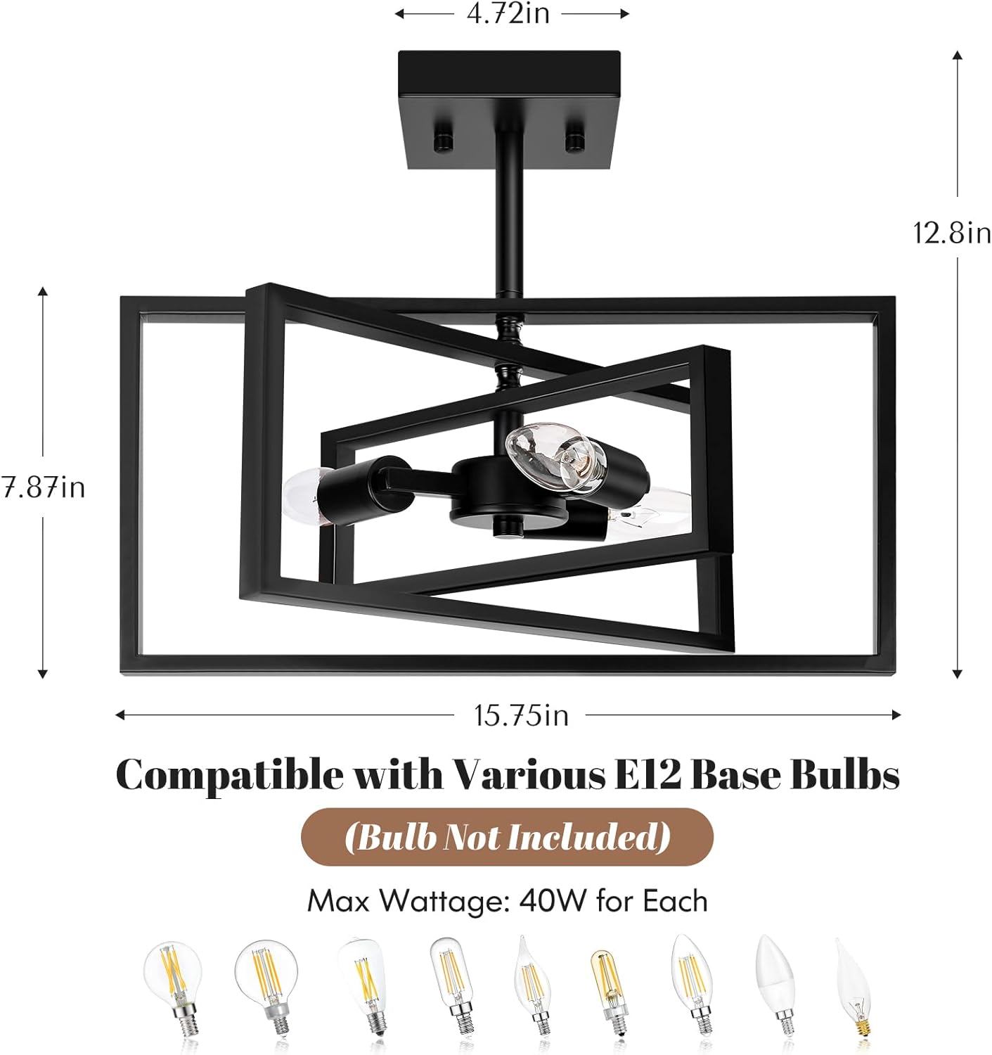 Nordic Hygge 3 Farmhouse Semi Flush Mount Ceiling Fixture, Rustic ...