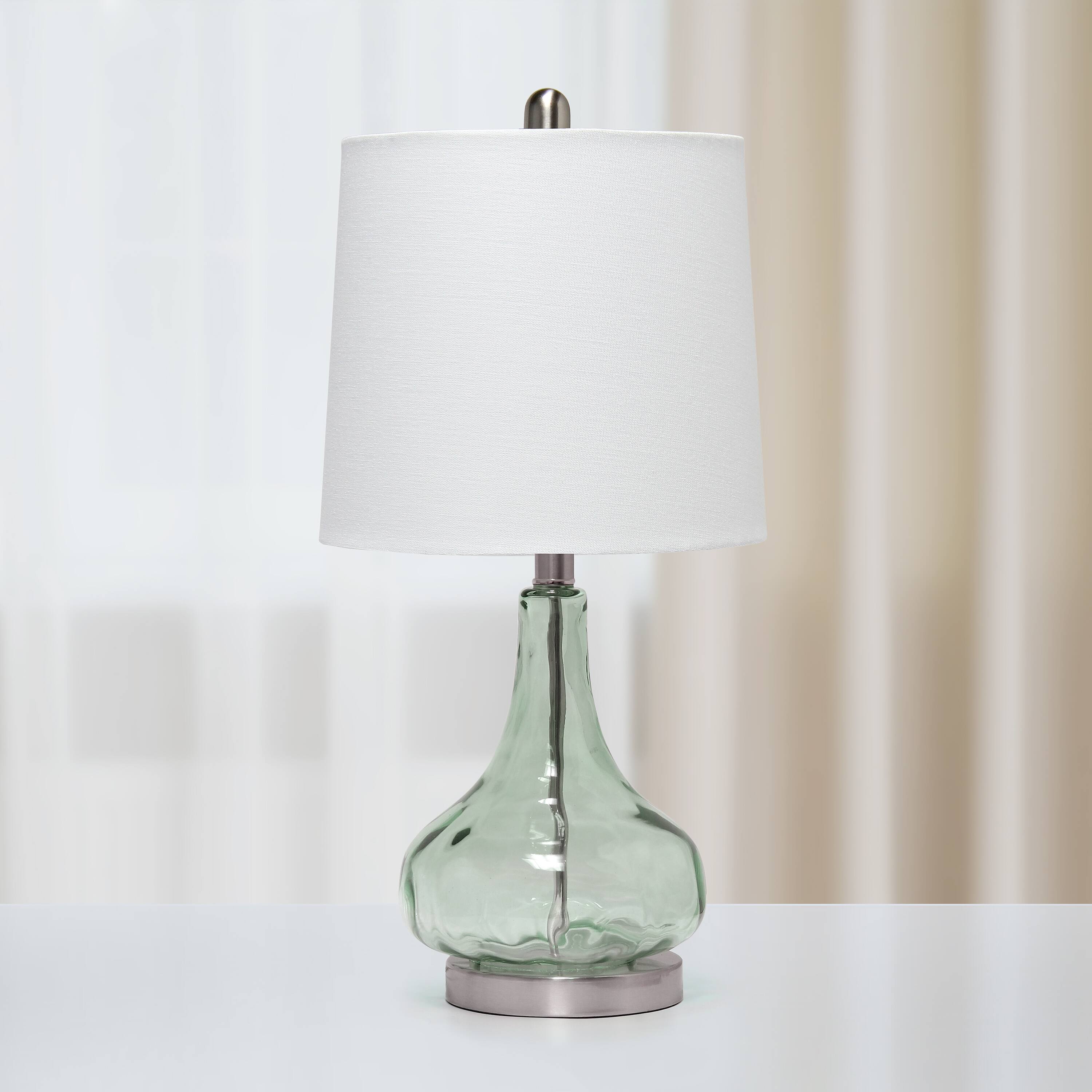 Best Buy: Lalia Home Table Lamp with Rippled Colored Glass Clear sage ...