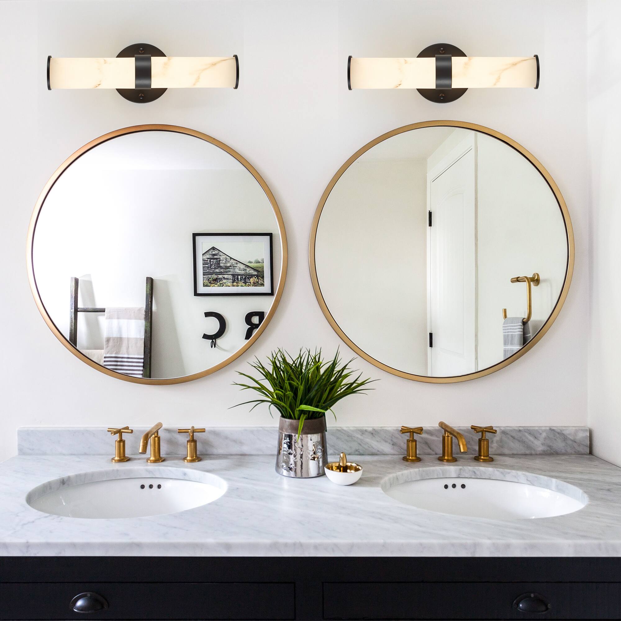 APRILSOUL Resin Imitation Marble Texture Wall Light with Black Iron ...