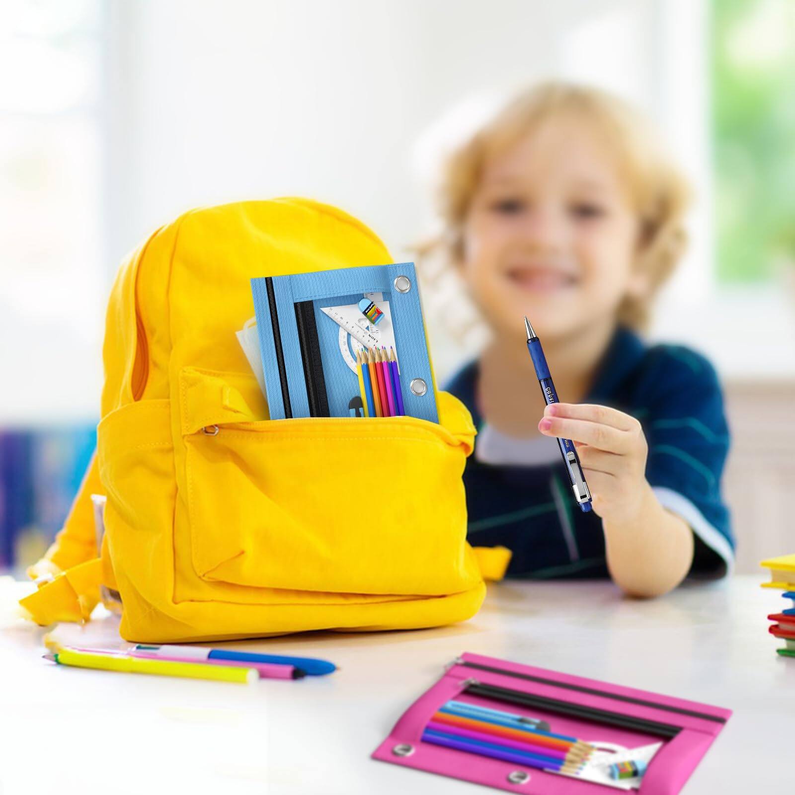 Dapper Styles Binder Pencil Pouches Pouch For 3 Ring Double Pocket Window Case Zippered With ...