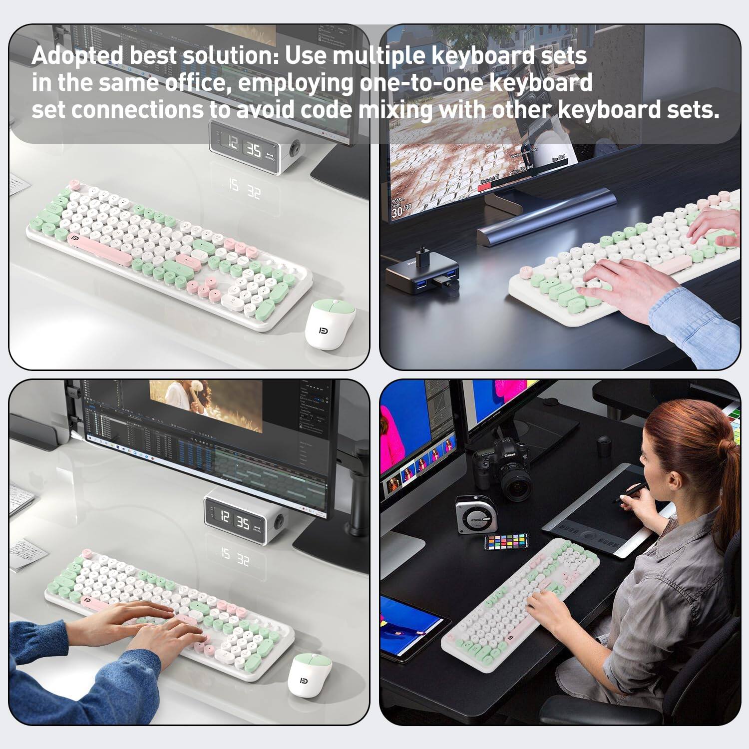 Comfort Essence Wireless Keyboards Mouse Combos Colorful Cute ...