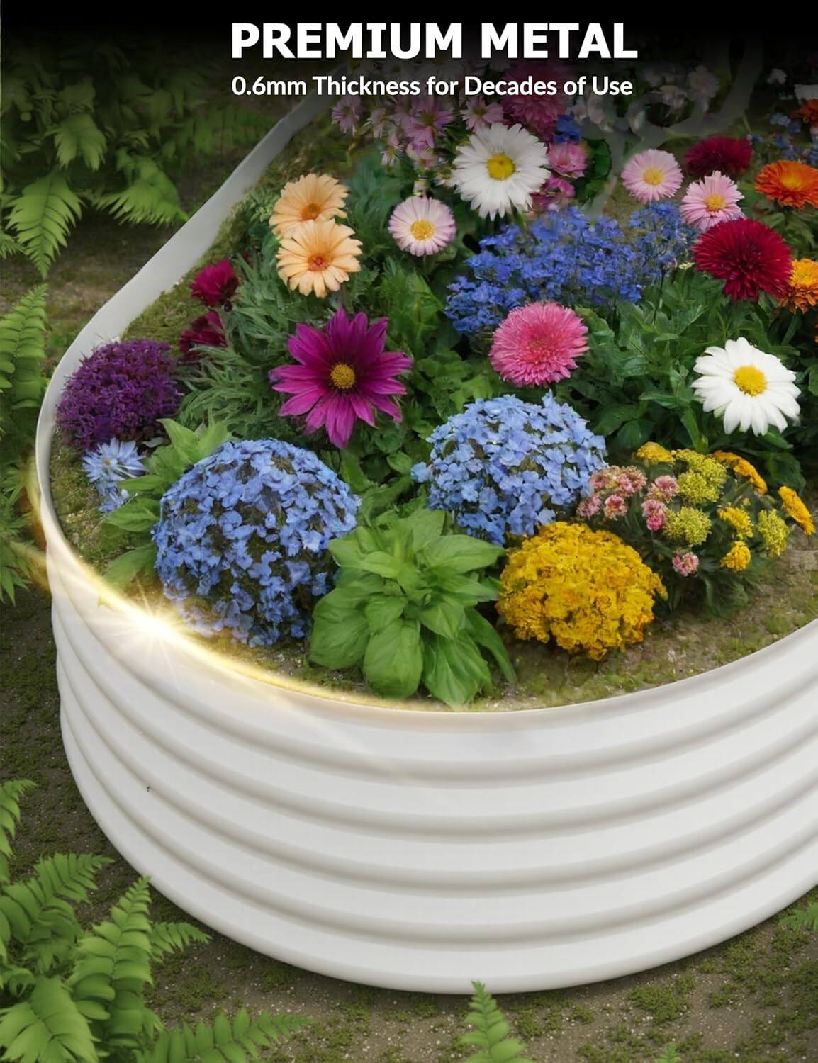 Acekool 2 Pack 8x4x1.5ft Oval Galvanized Raised Garden Beds, Rustproof ...