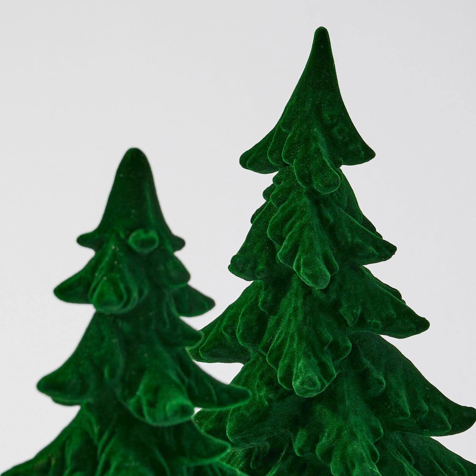 TECH SAFARI Flocked Christmas Tree Figurines Xmas Trees Set Of 2 Pine ...