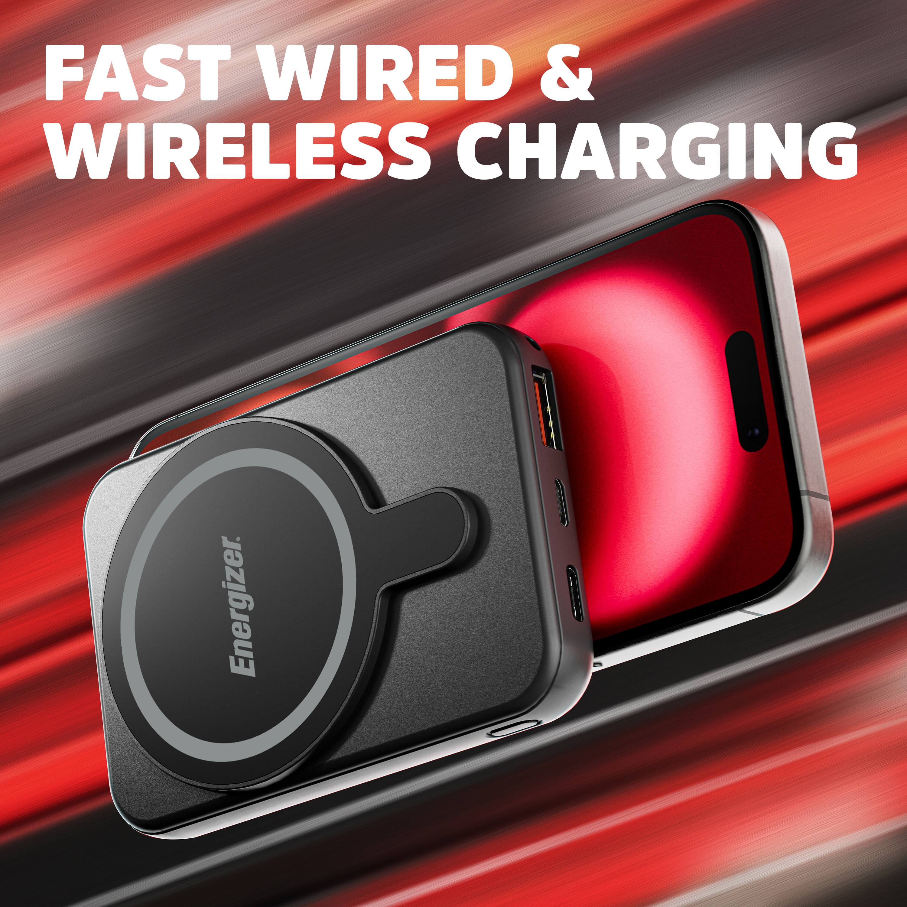 Energizer Magnetic Wireless Power Bank 5,000mAh, MagSafe Compatible, Qi ...