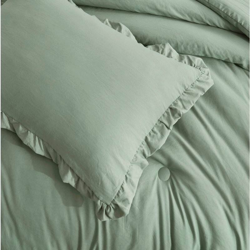 Hivvago Full Size Microfiber 3 Piece Comforter Set with Ruffled Edge ...