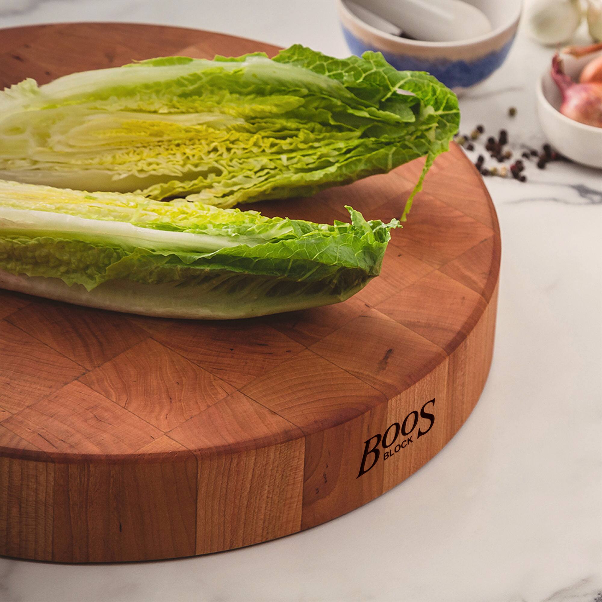 John Boos Wood End Grain Round Cutting Board for Kitchen, 18" x 18" x 3" Cherry CHY-CCB183-R ...