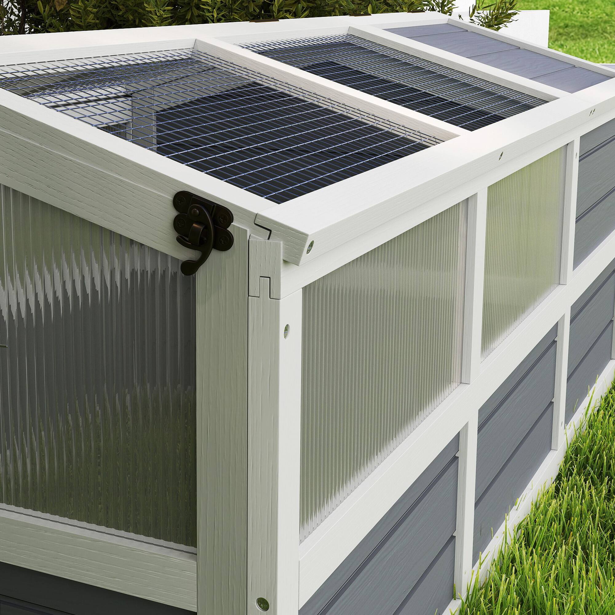 Pawhut Tortoise Habitat Outdoor, Bottomless Design with Doors, PC Sun ...