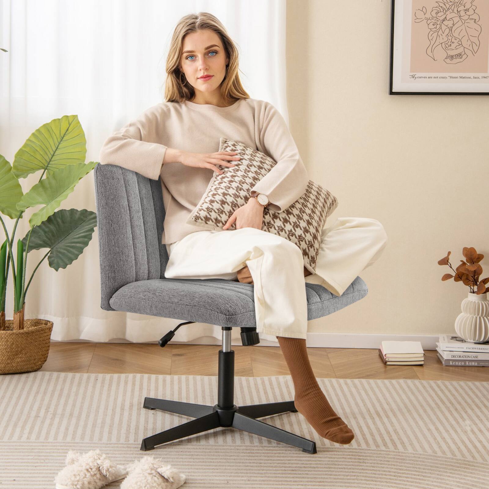 SlickBlue Modern Criss Cross Leg Chair with 120° Rocking Function and ...