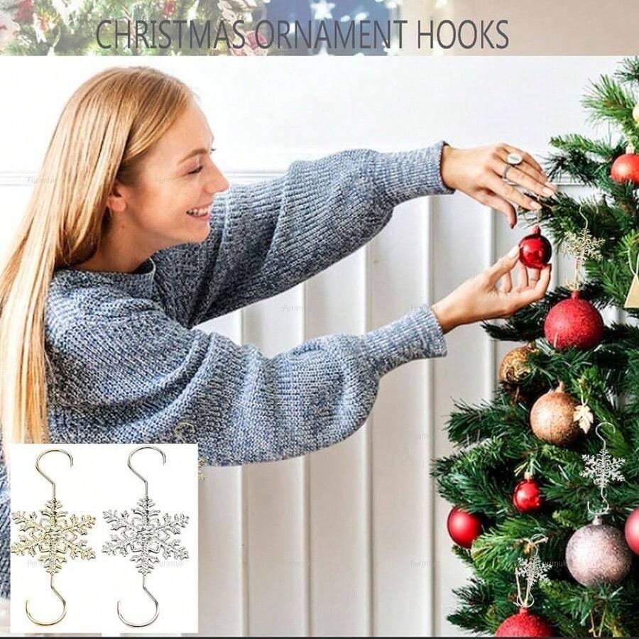 Live At Space Snowflake Ornament Hook Hangers Gold Silver Snowflake ...